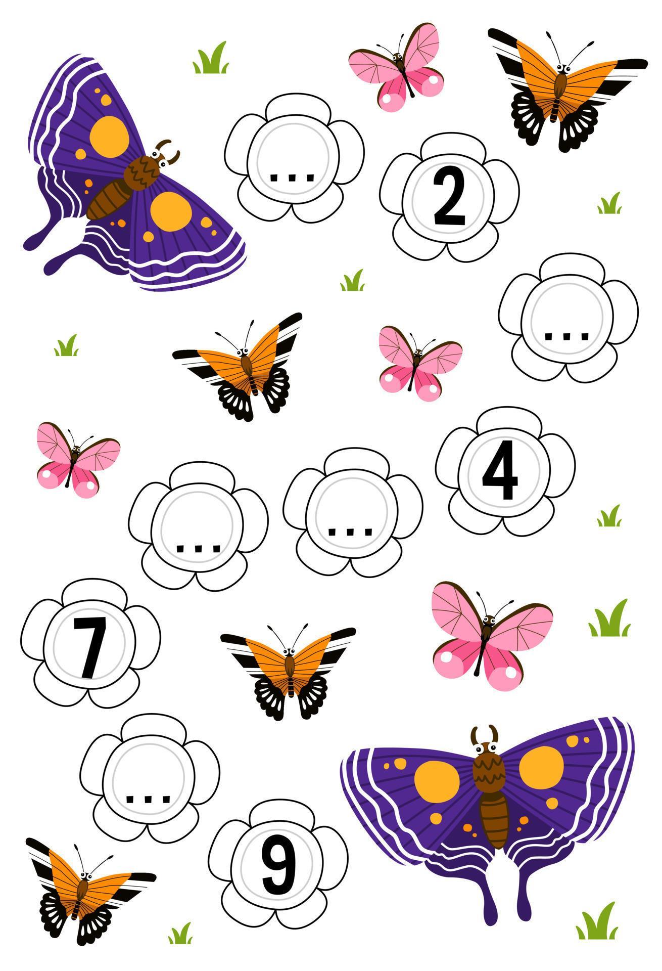 Education game for complete the sequence of number with cute cartoon ...
