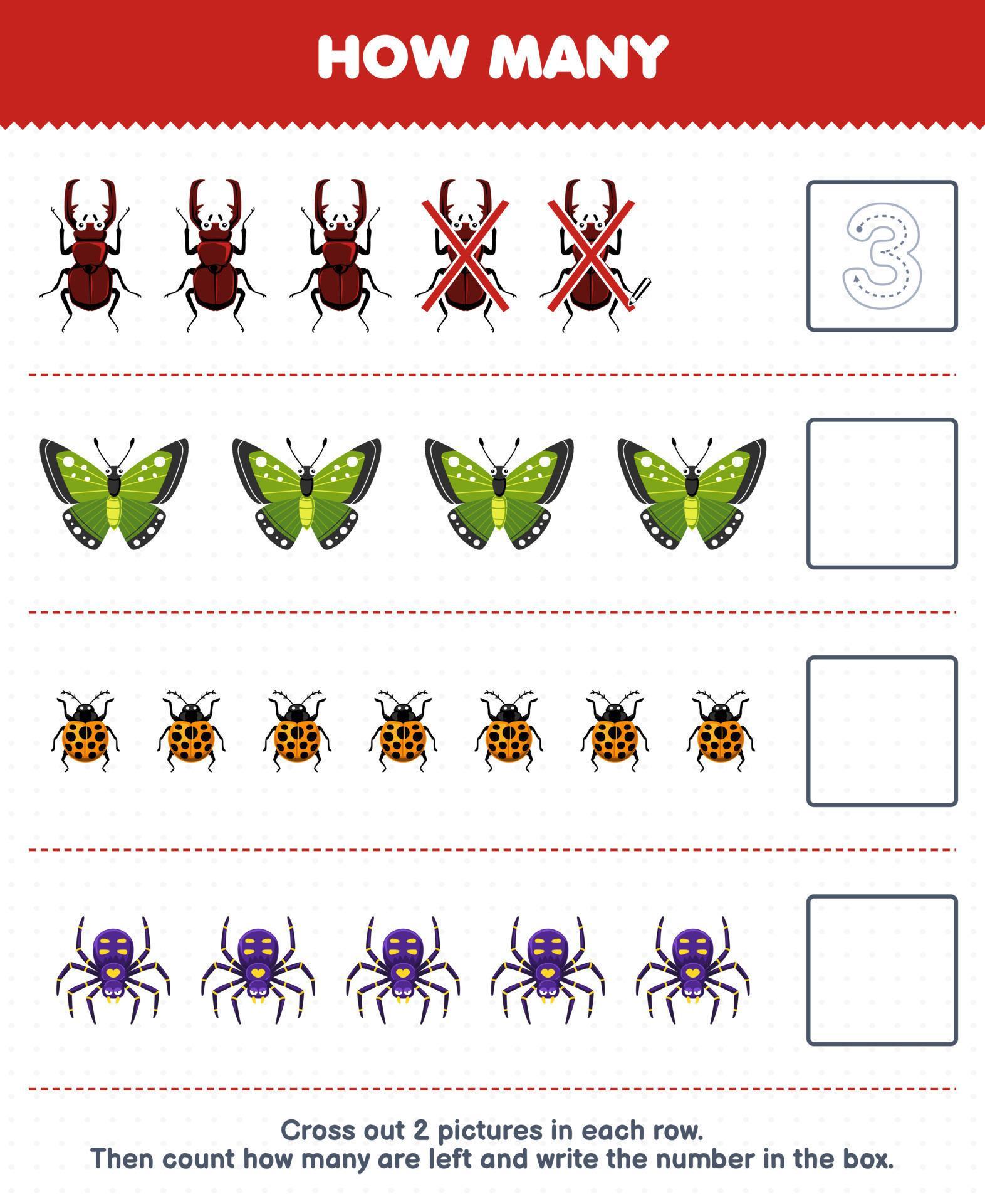 Education game for children count how many cute cartoon beetle ...