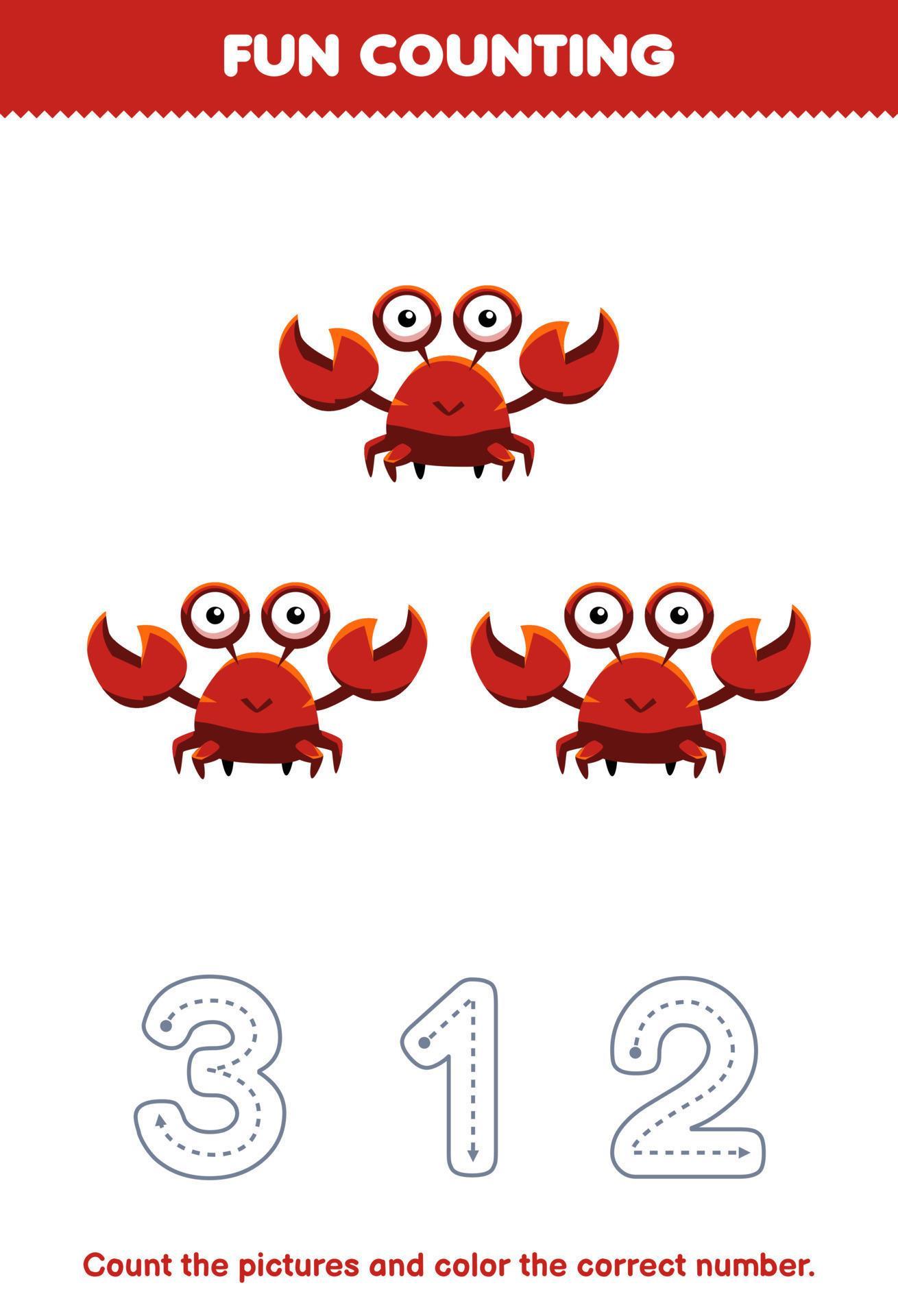 Education game for children count the pictures and color the correct ...