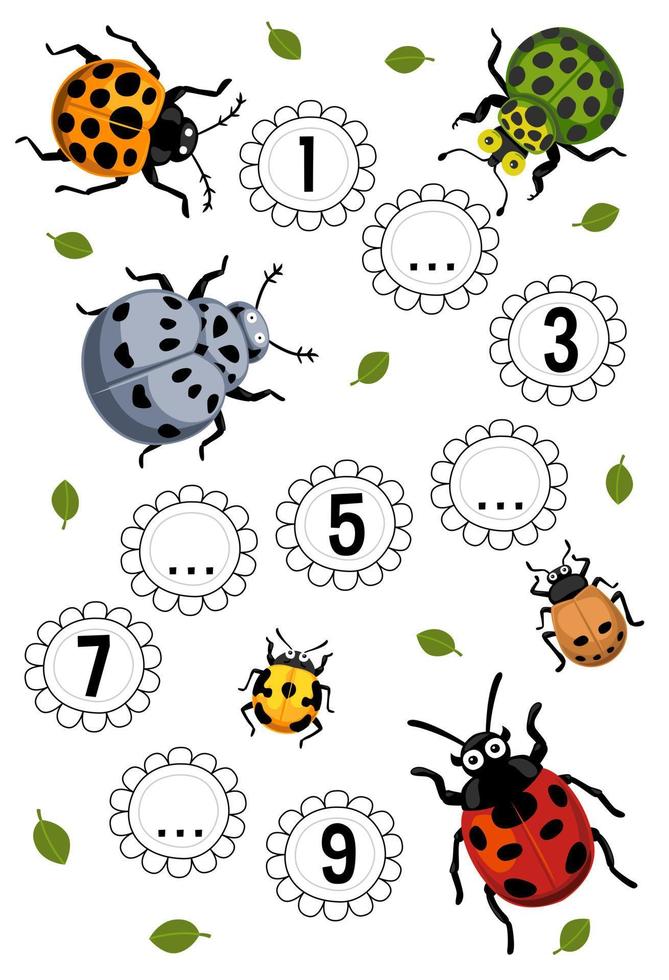 Education game for complete the sequence of number with cute cartoon ...