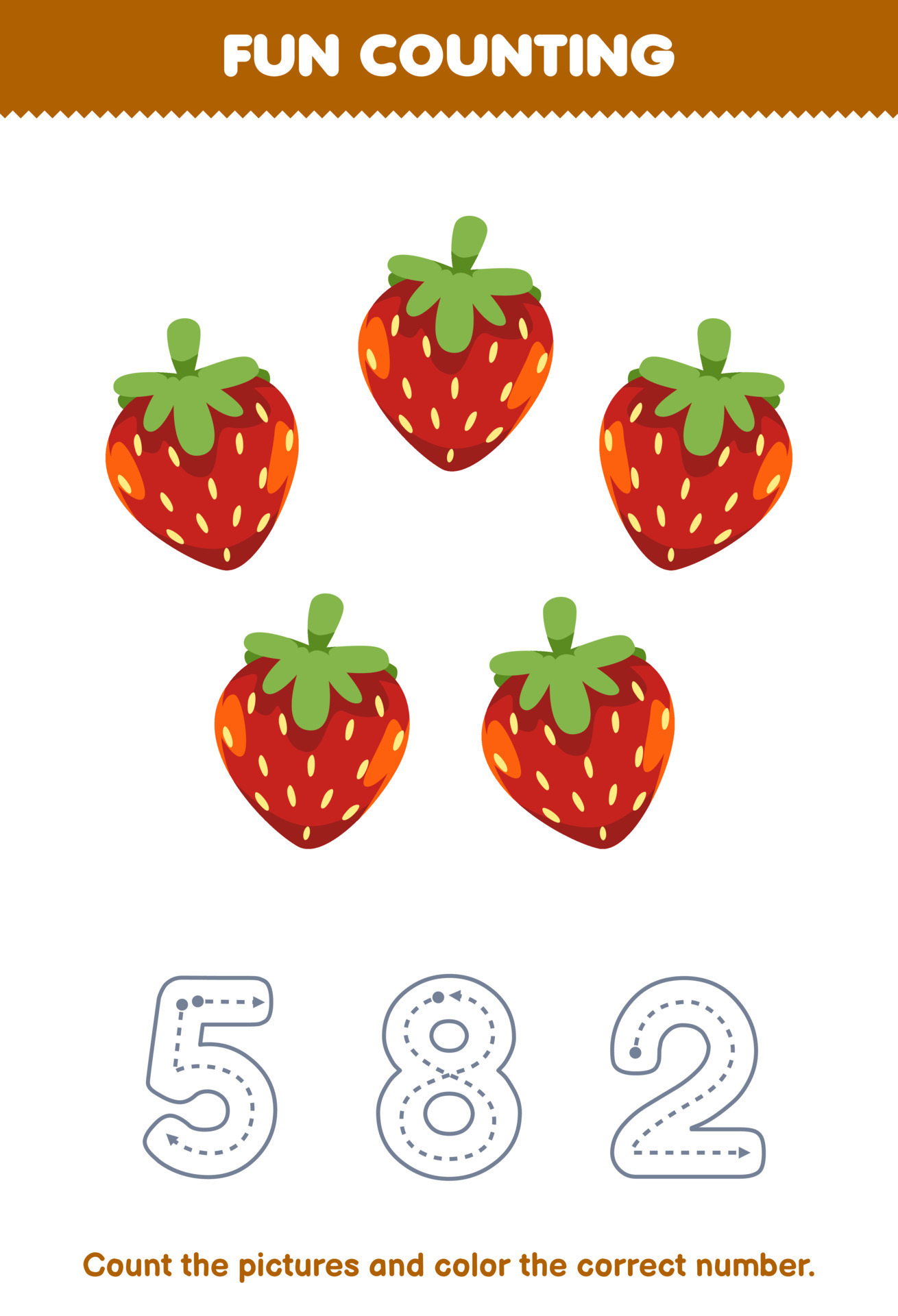 Education game for children count the pictures and color the correct ...