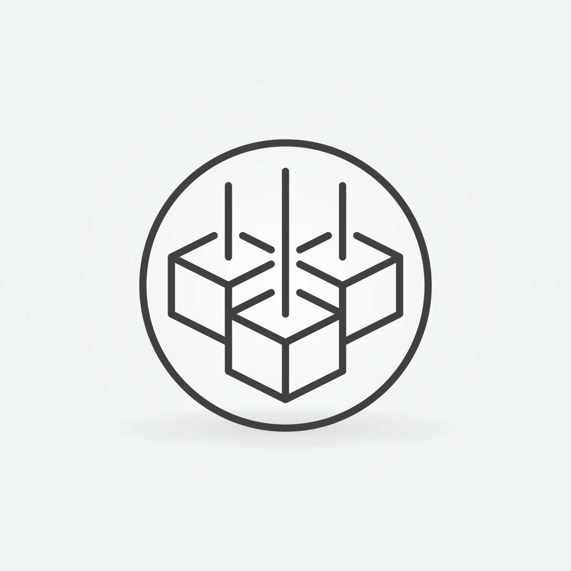 Blockchain Outline Vector Concept Round Icon Block Chain Technology