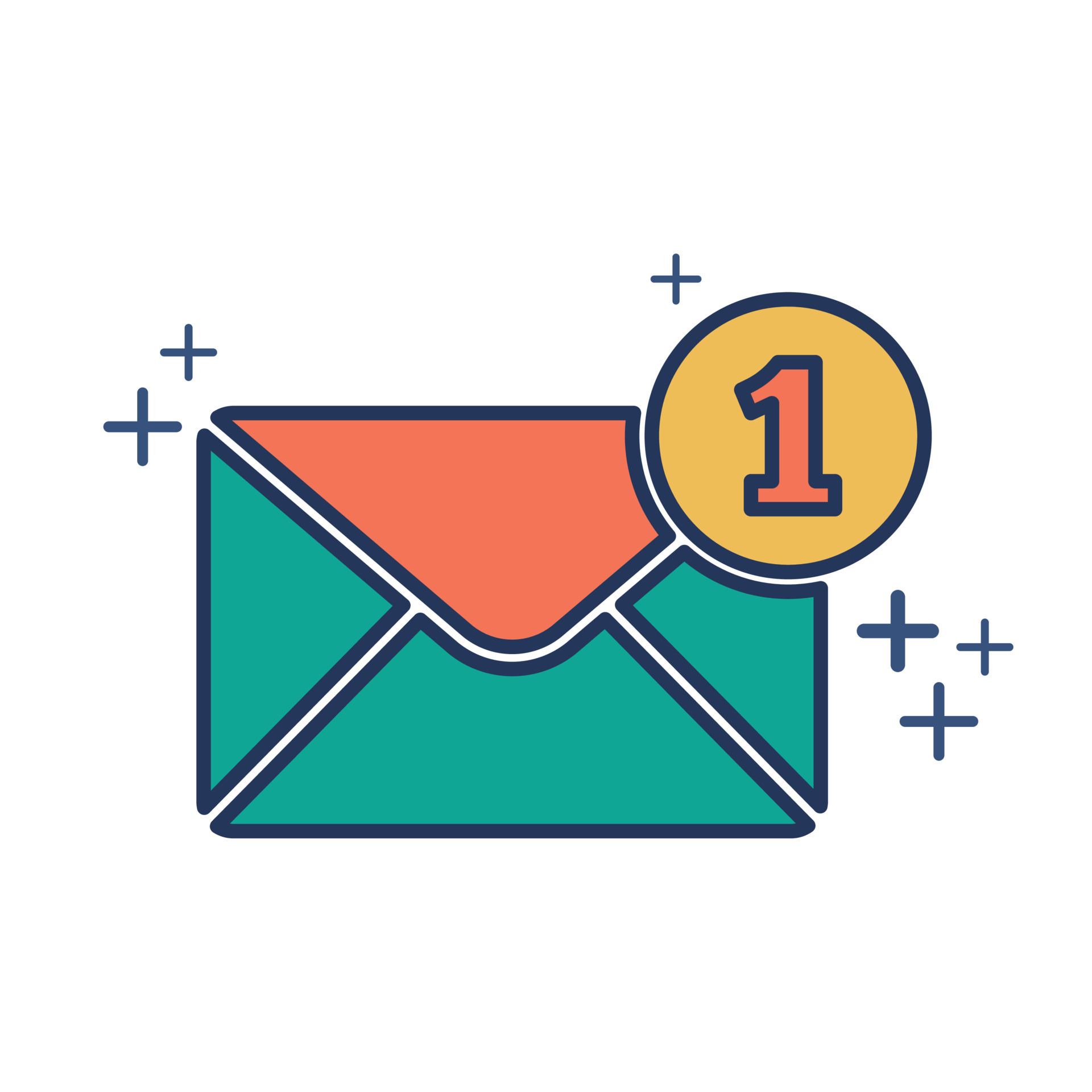 Email Message Icon Vector Illustration Glyph Style Design With Color And Plus Sign Isolated On