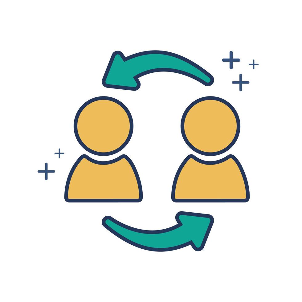 Consumer to Consumer C2C icon vector illustration glyph style design with color and plus sign ...