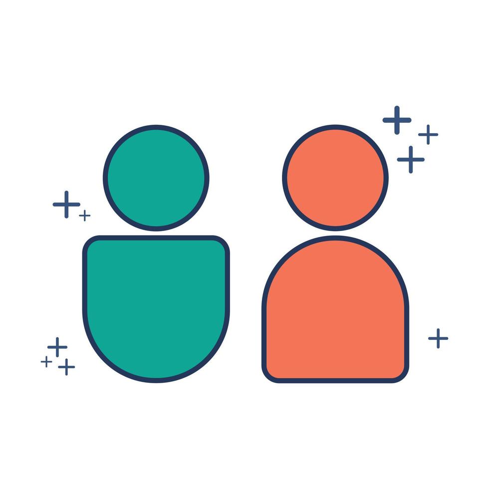 Human icon vector illustration glyph style design with color and plus sign. Isolated on white ...