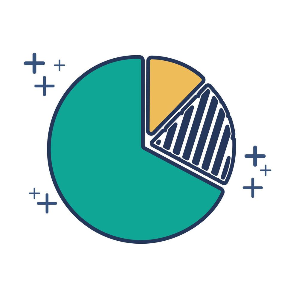 Diagram circle icon vector illustration glyph style design with color and plus sign. Isolated on ...