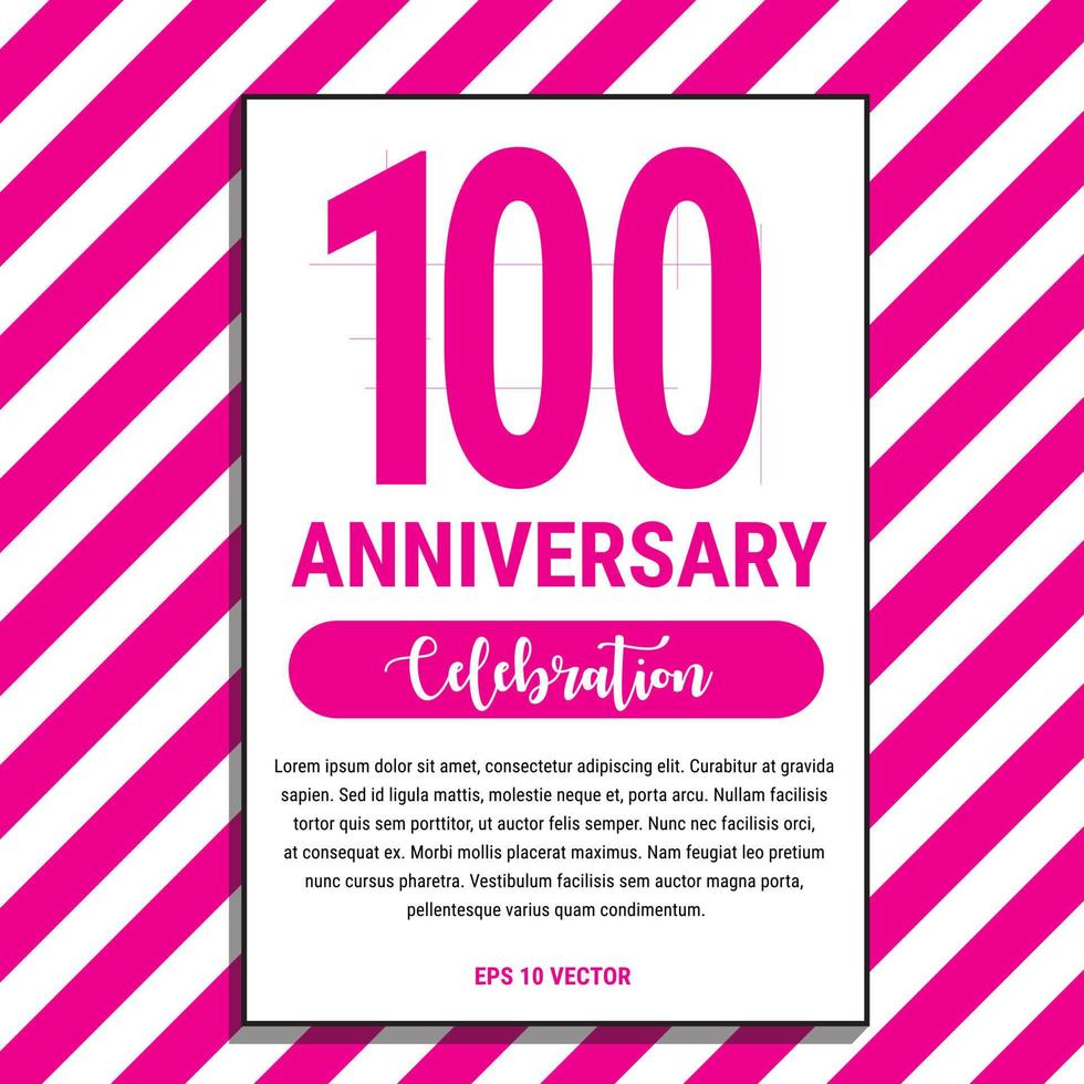 100 Year Anniversary Celebration Design On Pink Stripe Background