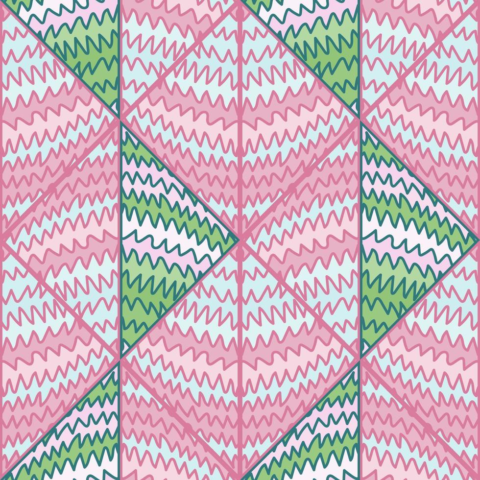 Abstract Wave Seamless Pattern In Doodle Style Hand Drawn Zig Zag