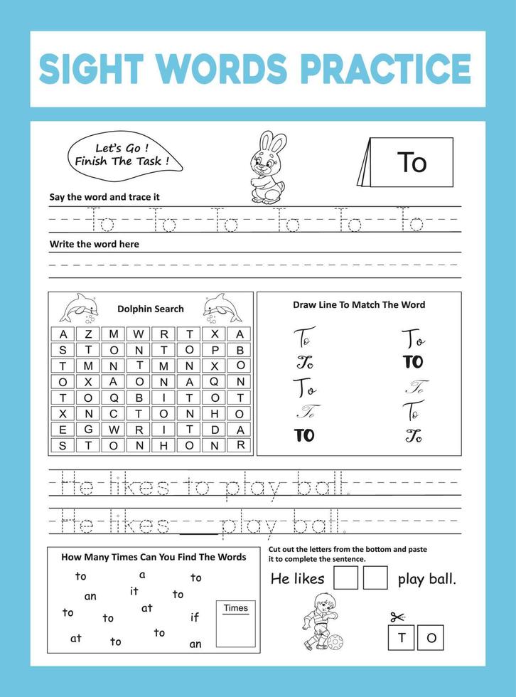 Sight Words Practice Workesheet 13701066 Vector Art at Vecteezy