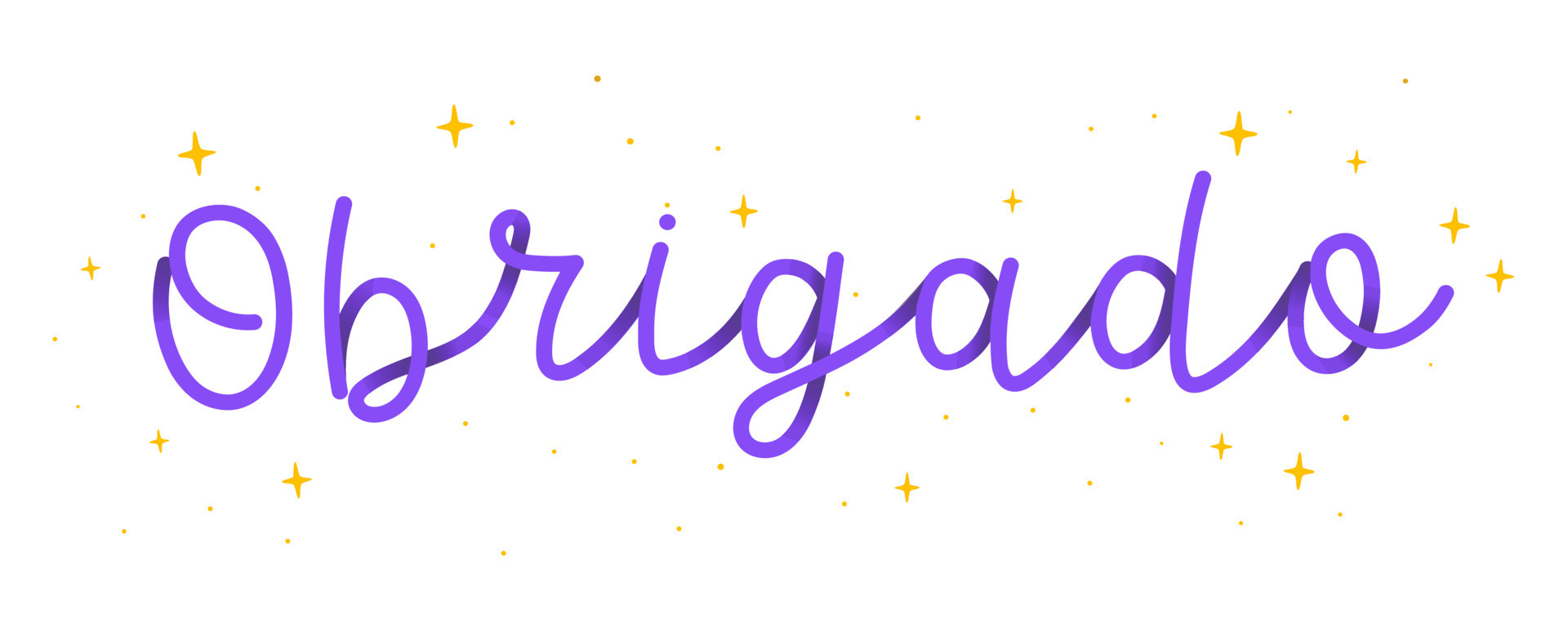 Hand Cursive Word Purple Thank You In Brazilian Portuguese With Stars