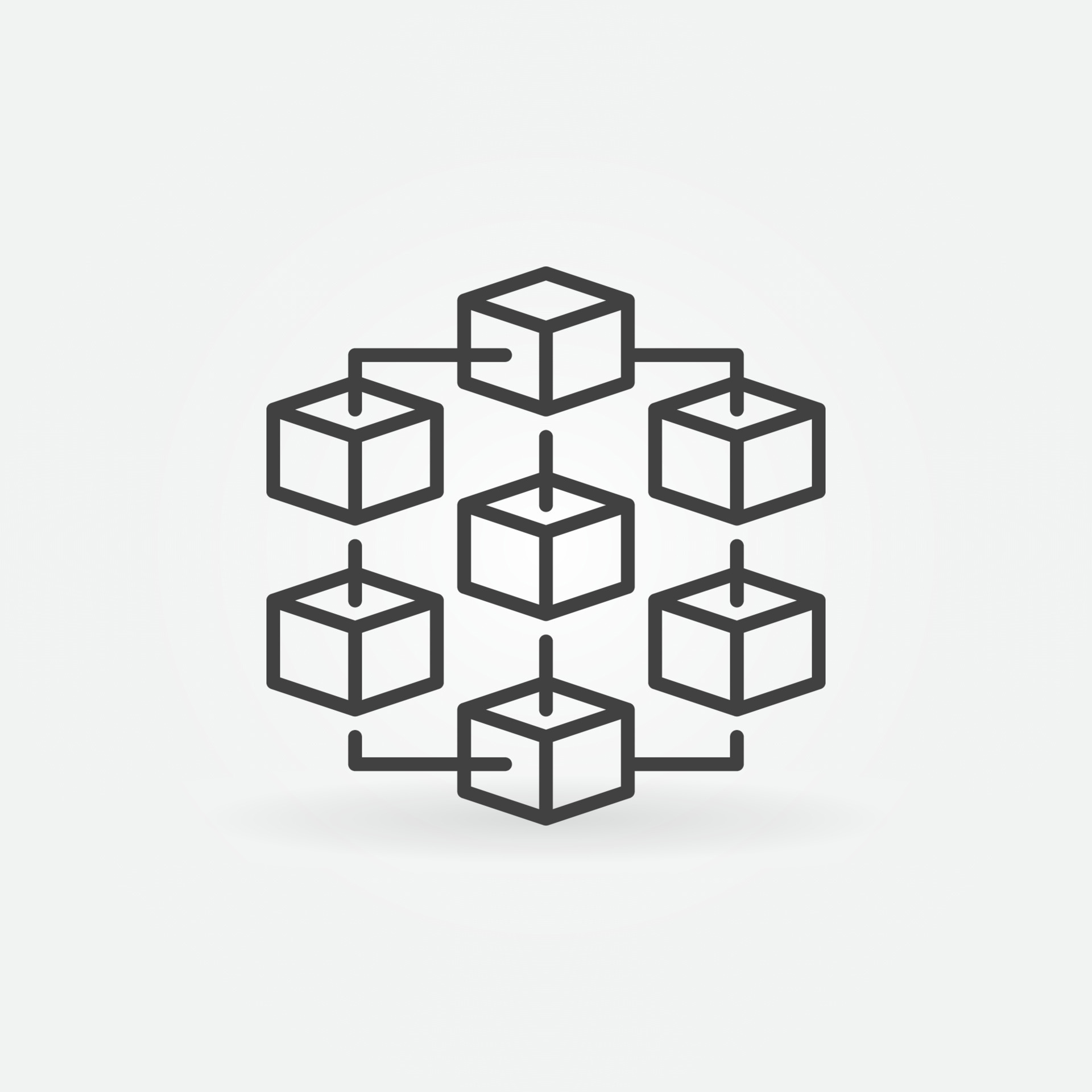 Blockchain Outline Vector Icon Block Chain Technology Concept Simple