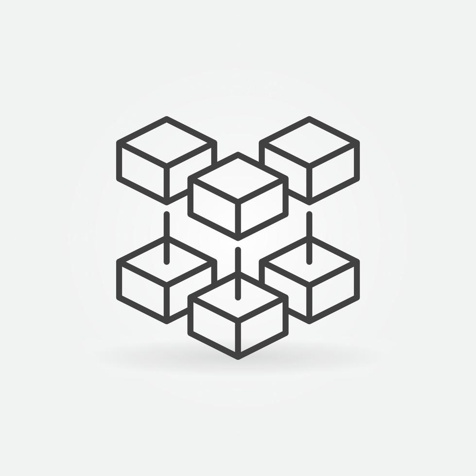 Blockchain Outline Vector Concept Minimal Icon Block Chain Technology