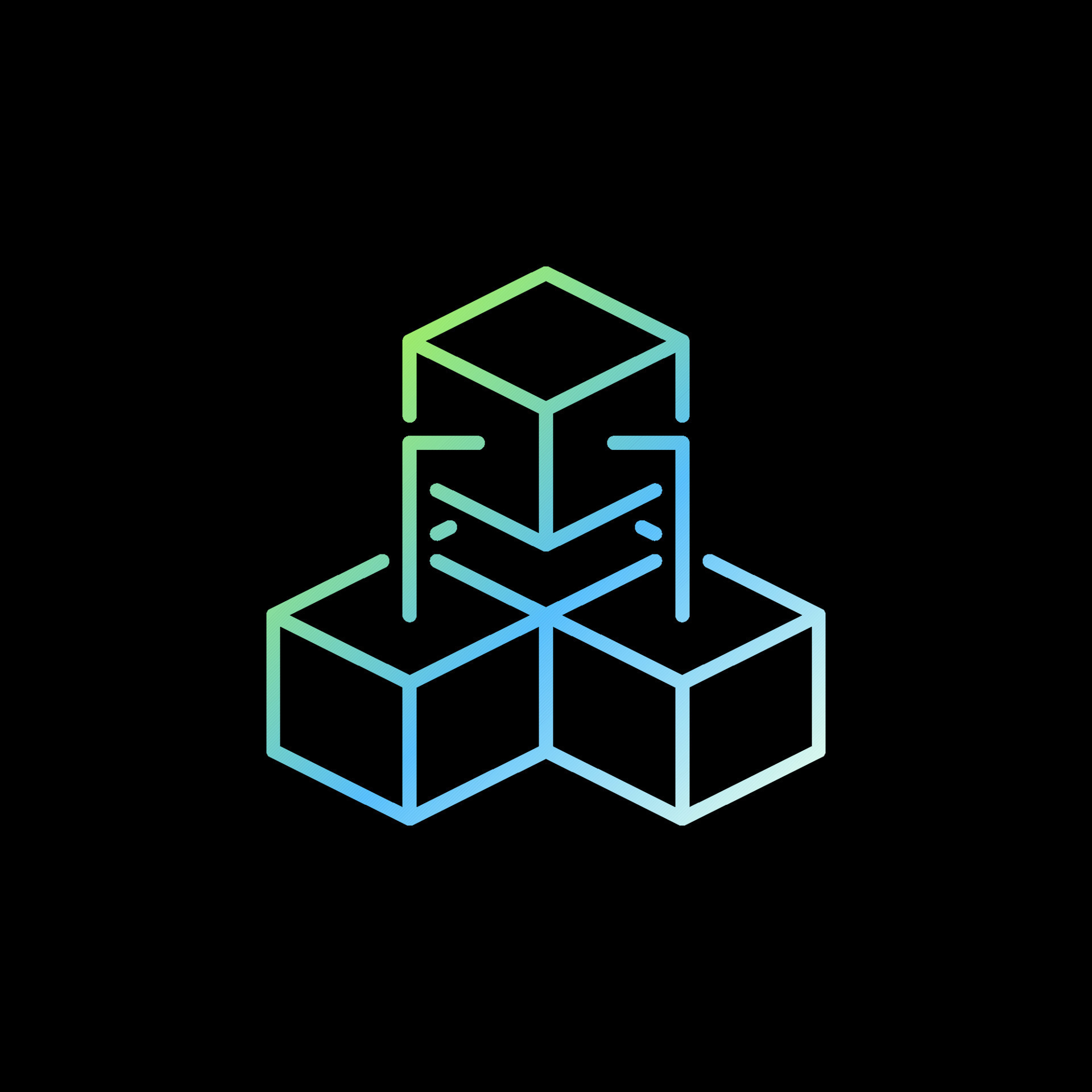 Three Connected Blocks Blockchain Linear Vector Concept Colored Icon