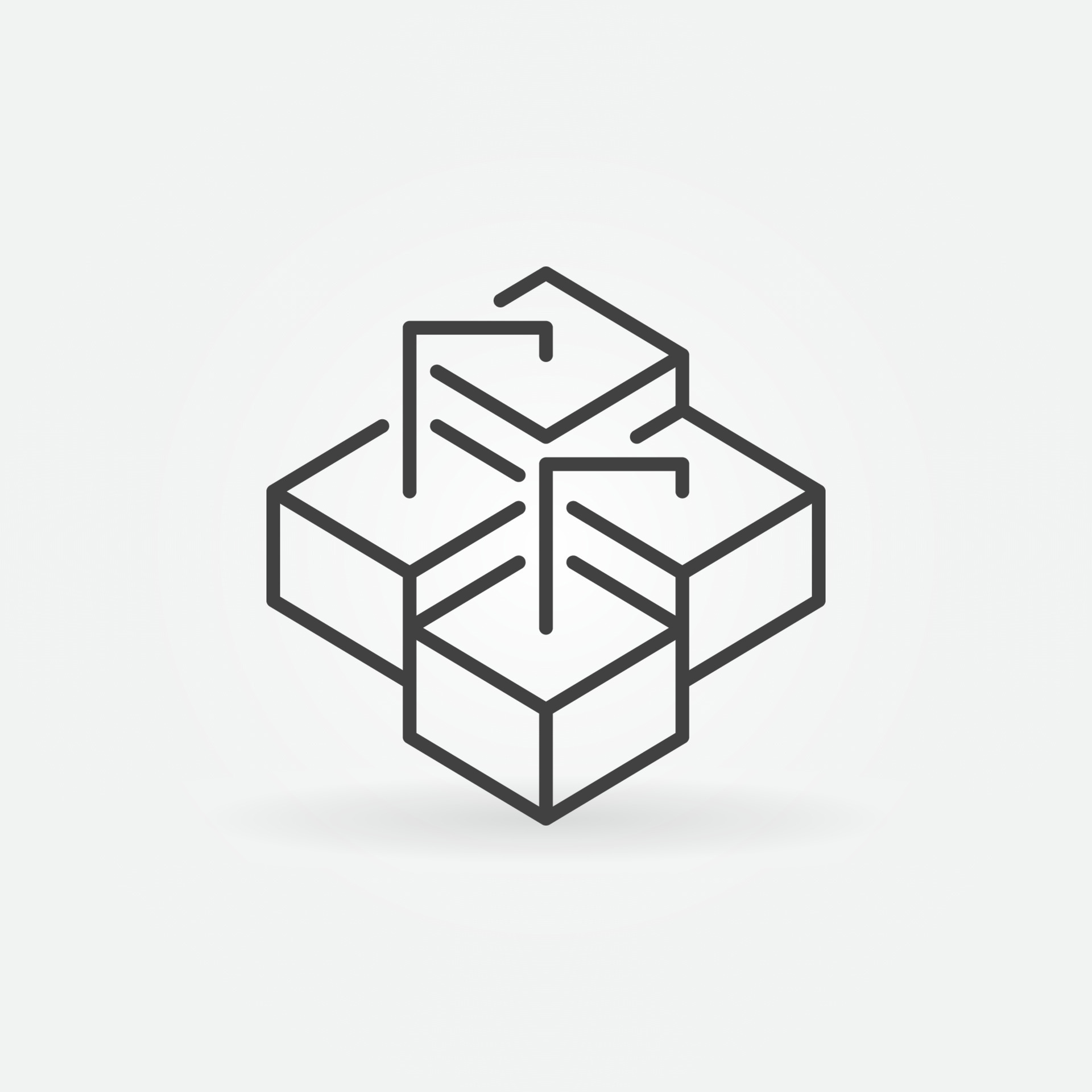 Blockchain Technology Linear Vector Cube Network Structure Concept Icon