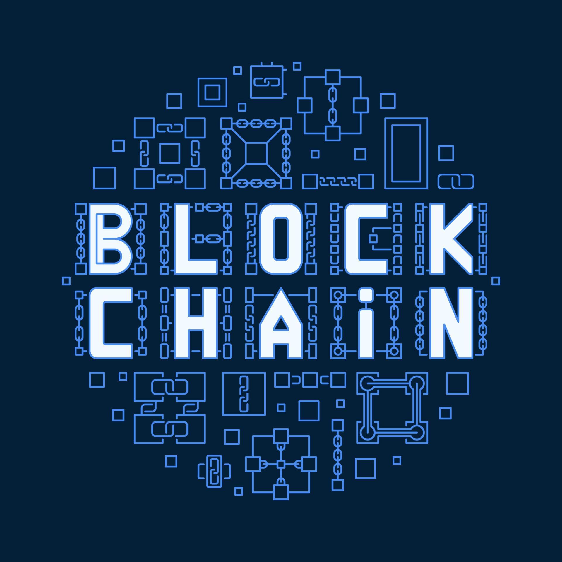 Blockchain Technology Concept Round Vector Line Illustration 13703290 Vector Art At Vecteezy