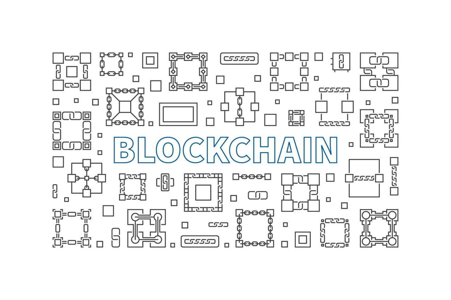 Blockchain Technology Concept Minimal Horizontal Banner 13703349 Vector