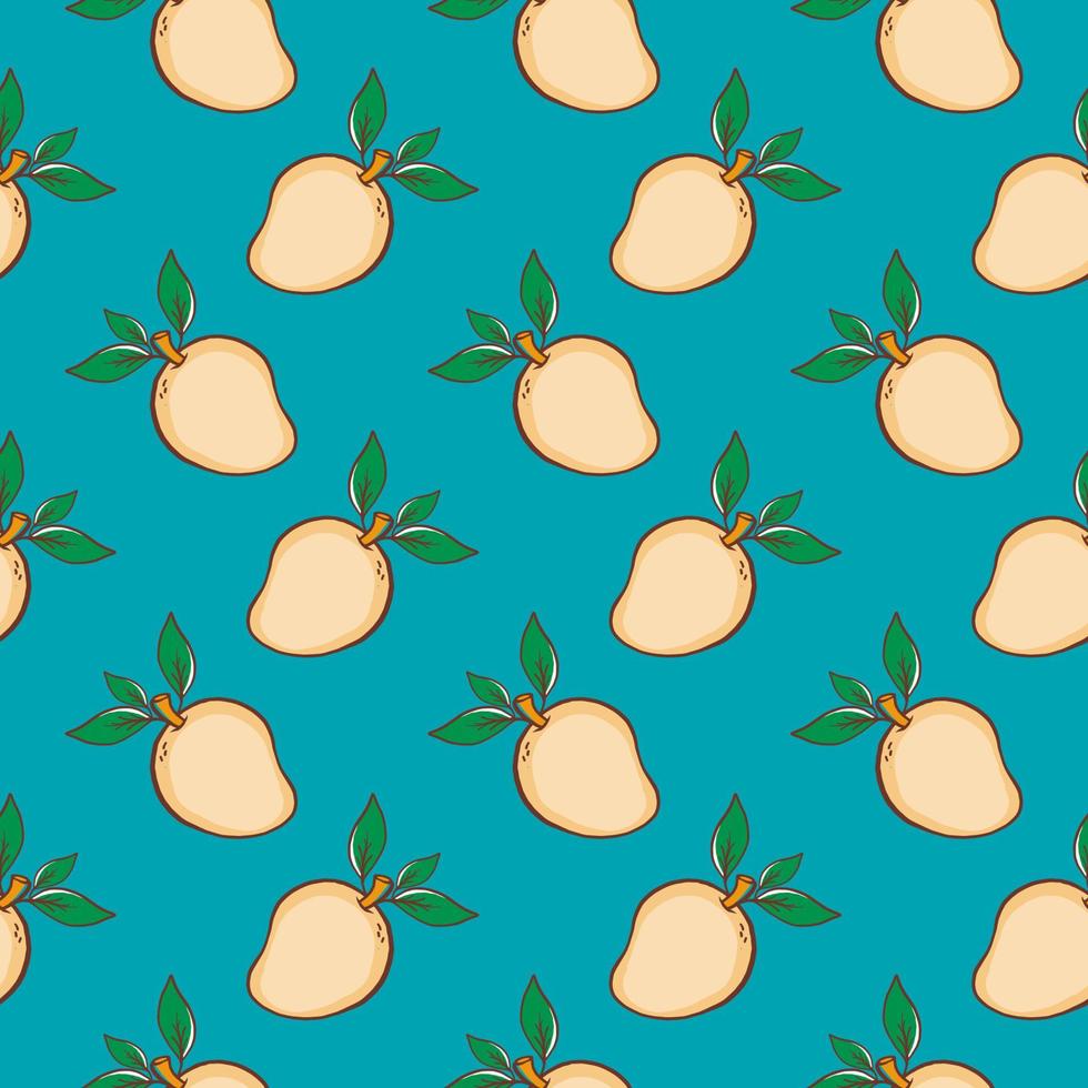Ripe Mango Seamless Pattern On A Blue Background 13704544 Vector Art