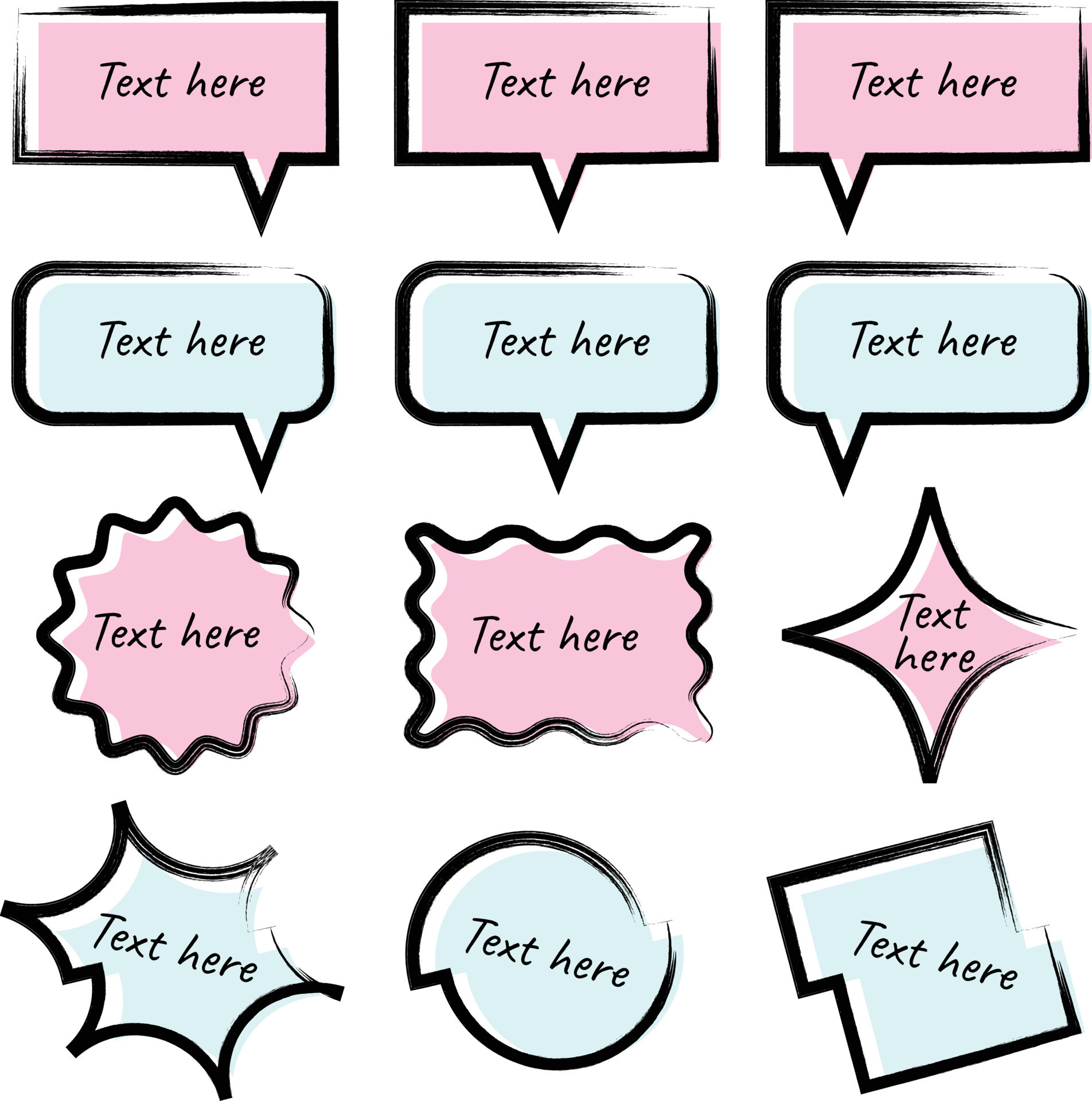 Outline stroke with speak bubble, chatting box, and message box outline ...