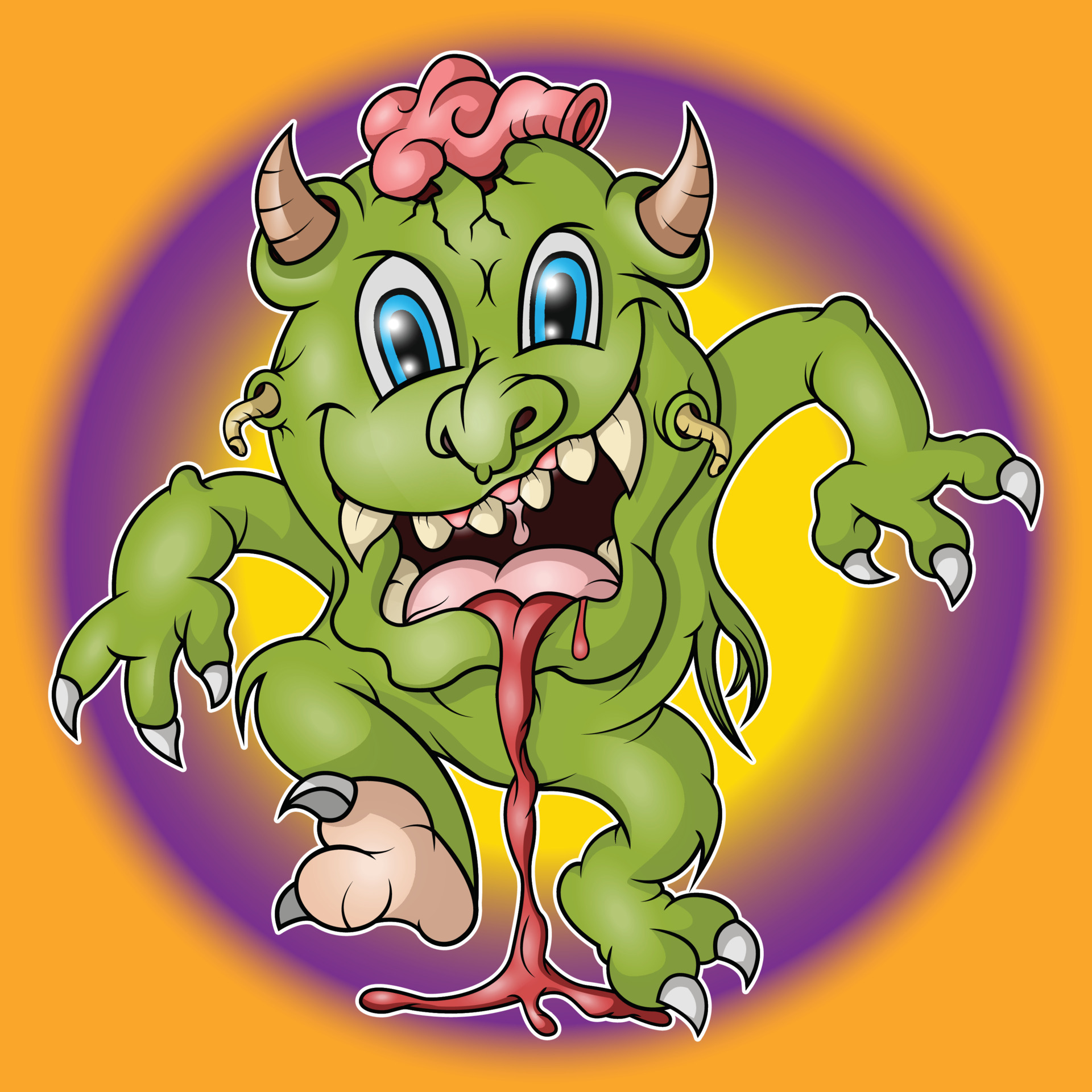 Cute Green Monster Is Laughing 13707262 Vector Art At Vecteezy