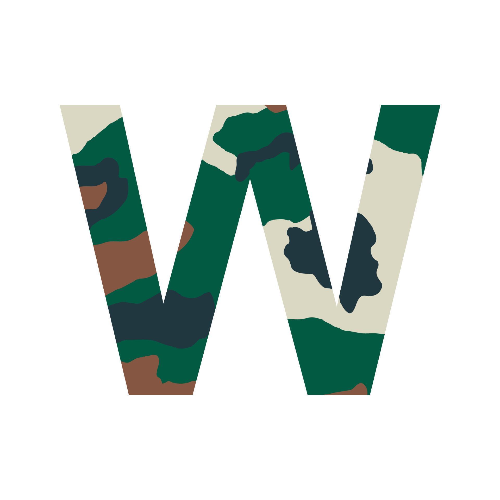 English alphabet letter W, khaki style isolated on white background - Vector 13707315 Vector Art ...