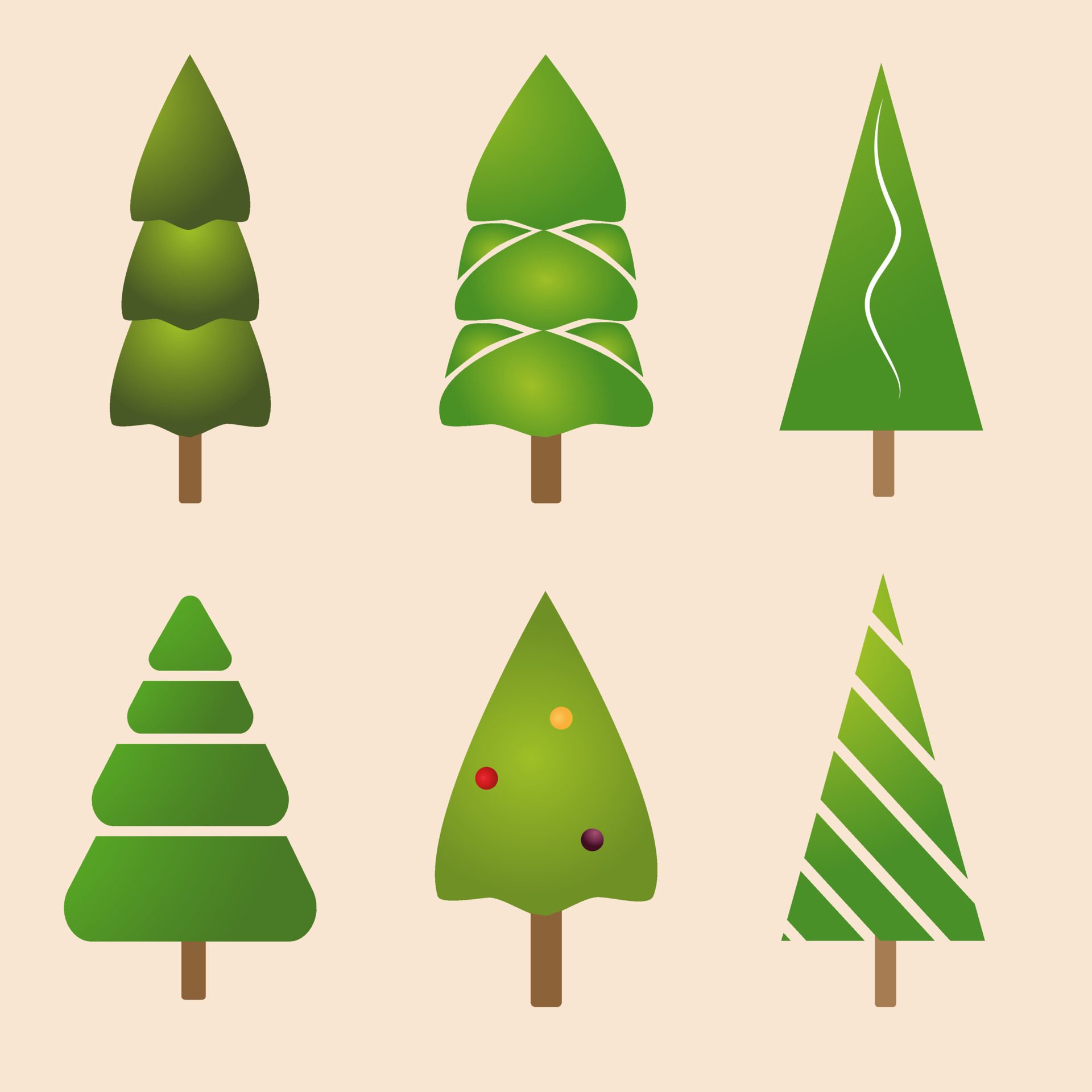 christmas trees set 13707551 Vector Art at Vecteezy