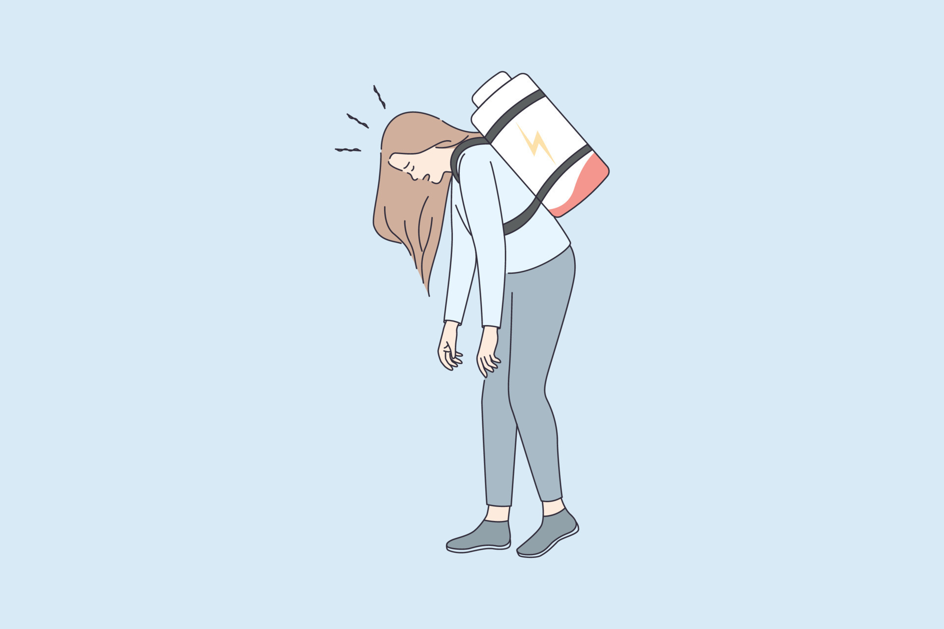 Low energy and tiredness concept. Young stressed tired woman standing ... Low energy and tiredness concept. Young stressed tired woman standing ...