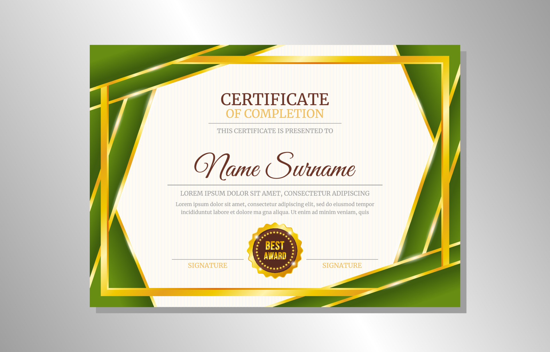 Green Gold Professional Certificate Layout Template 13707942 Vector Art ... Green Gold Professional Certificate Layout Template 13707942 Vector Art ...