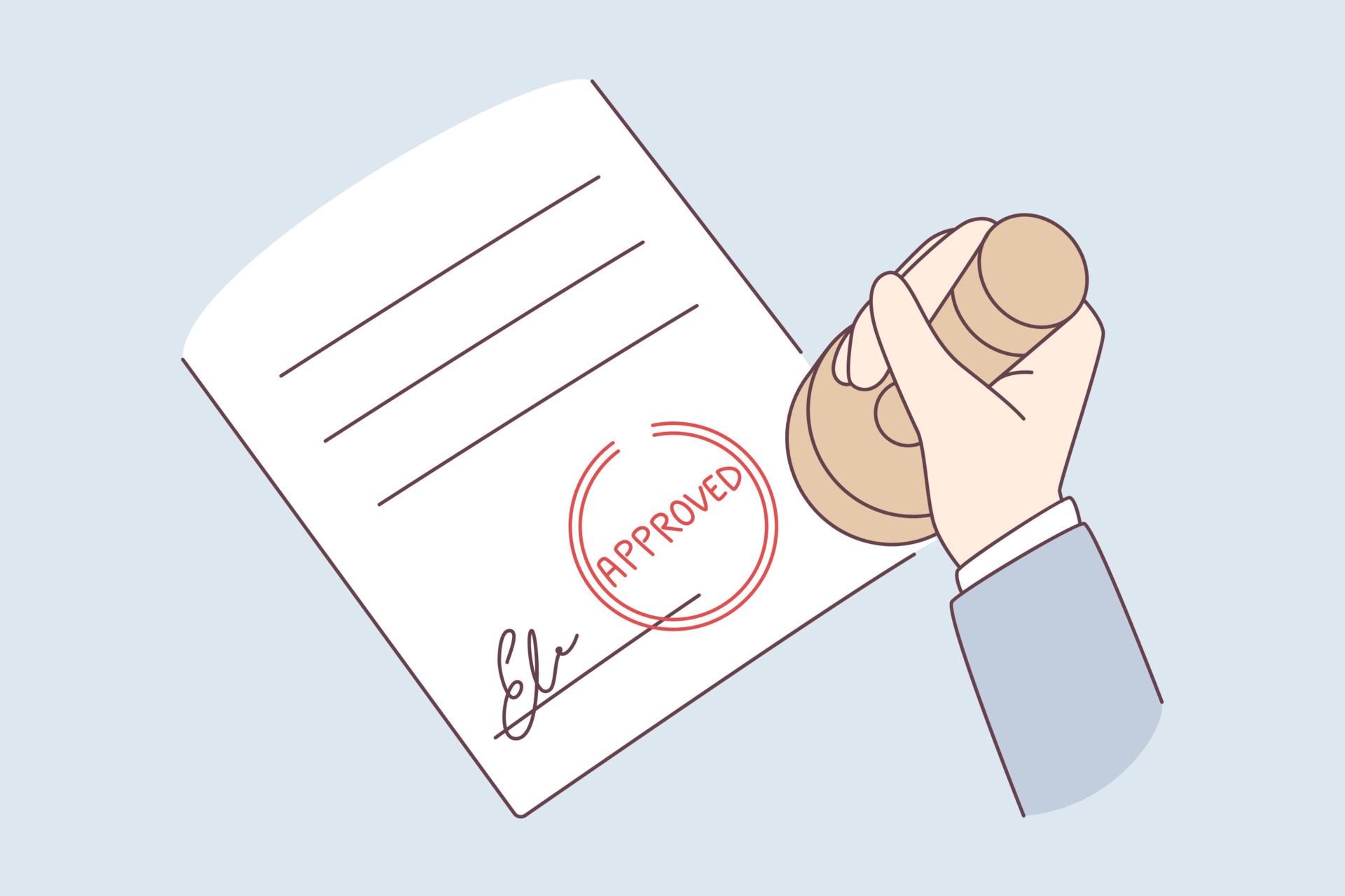 Verification And Approval Of Official Document Concept Human Hand