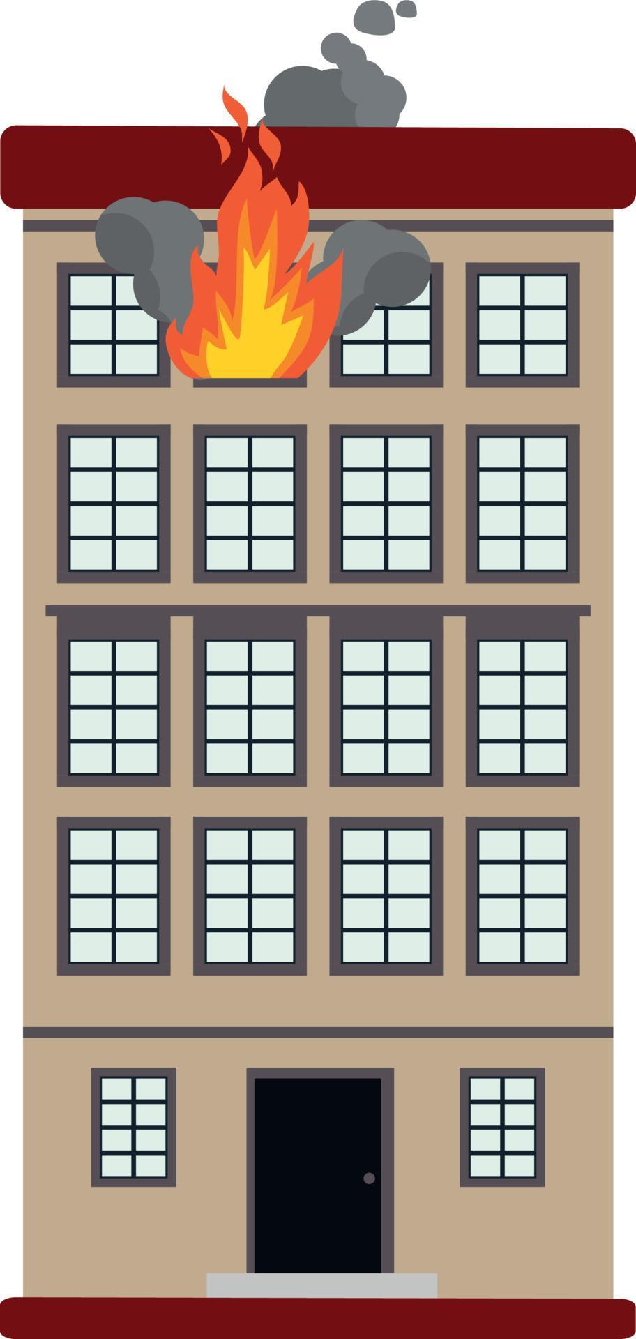 Apartment building on fire with flame and smoke come out from window ...