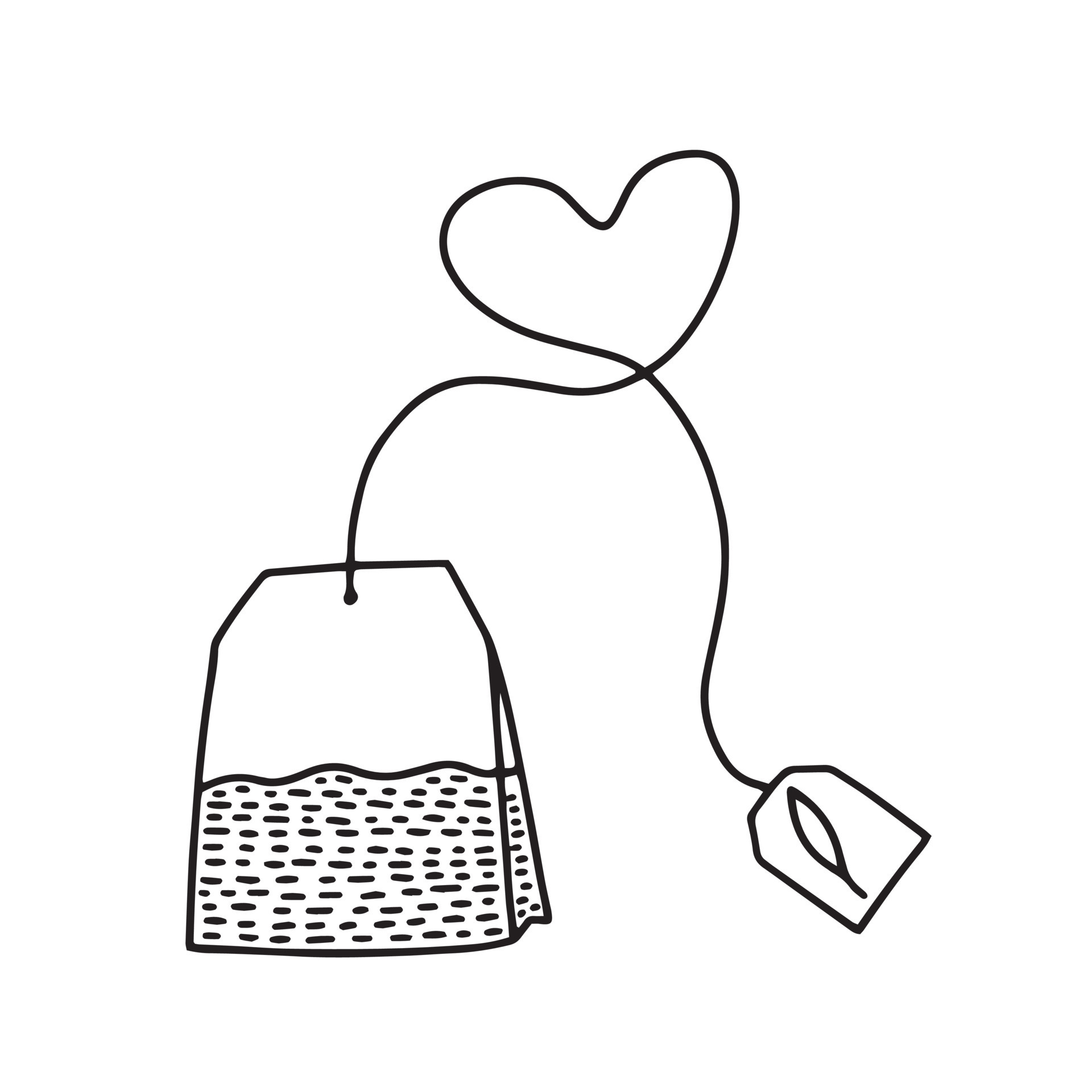 Hand Drawn Tea Bag With Heart Vector Illustration 13710231 Vector Art At Vecteezy