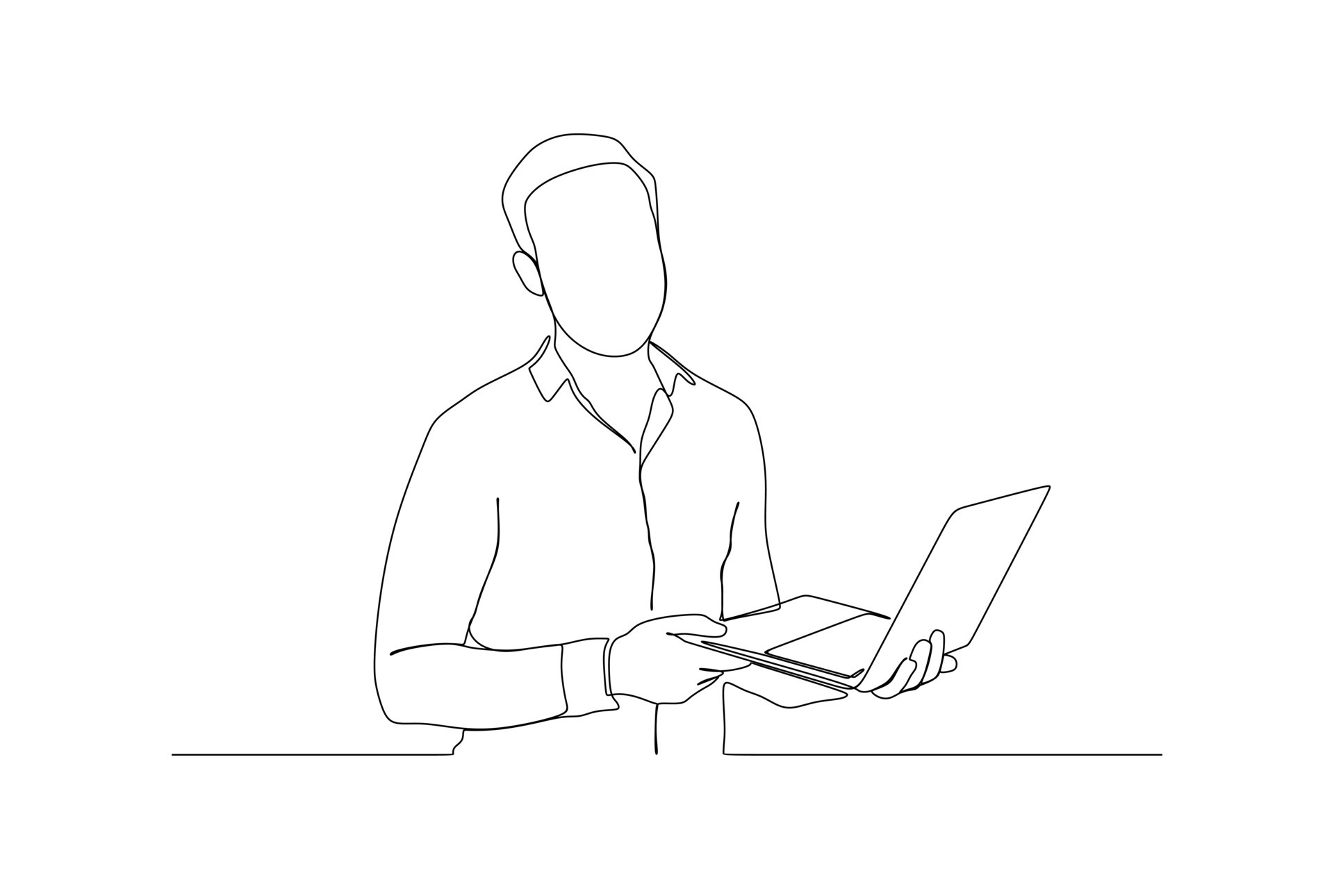 One Line Laptop Vector Art Icons And Graphics For Free Download