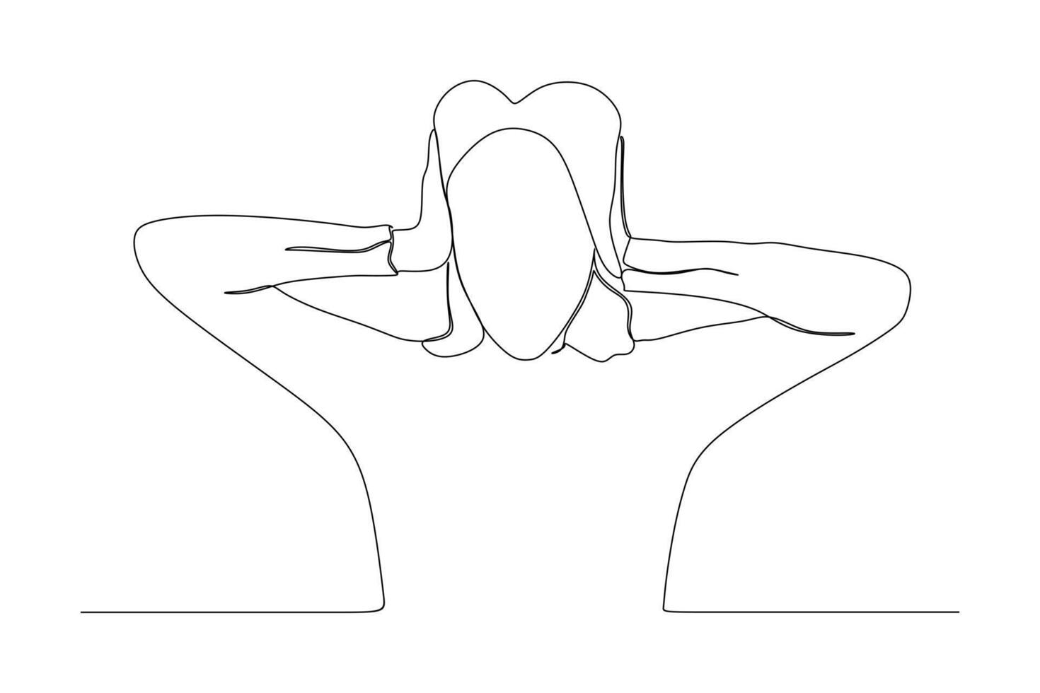 Continuous Line Drawing Of Portrait Of Annoyed Woman With Closed Eyes
