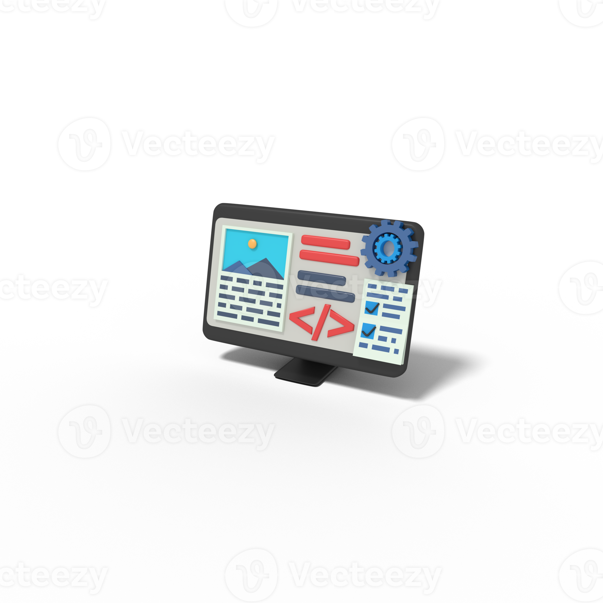 3d illustration of website design display coding 13714571 PNG