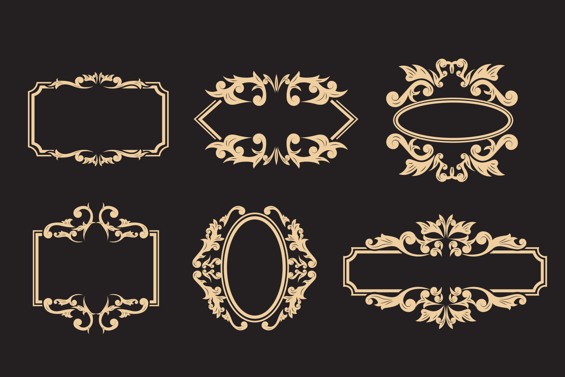 Vector set of engraving ornament frame template design elements Premium ...
