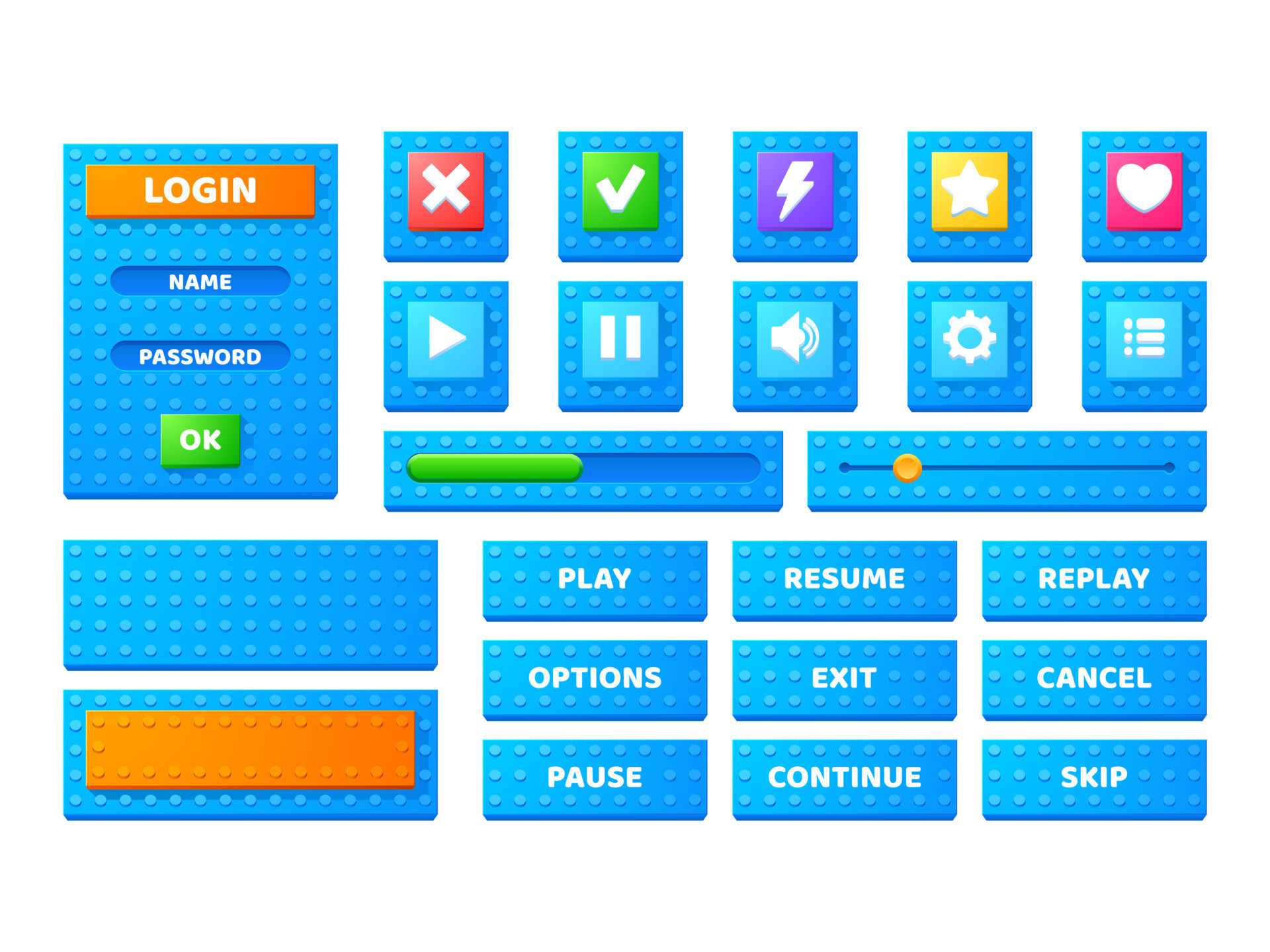 Set game menu elements block toy texture interface 13717636 Vector Art ...