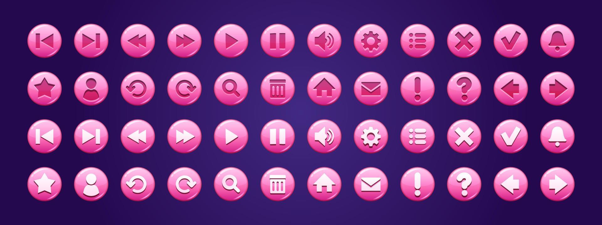 Glossy pink buttons with icons for website or game 13717639 Vector Art ...