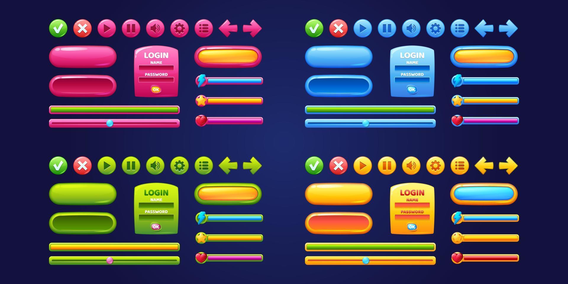 Game design interface with glossy buttons 13717640 Vector Art at Vecteezy