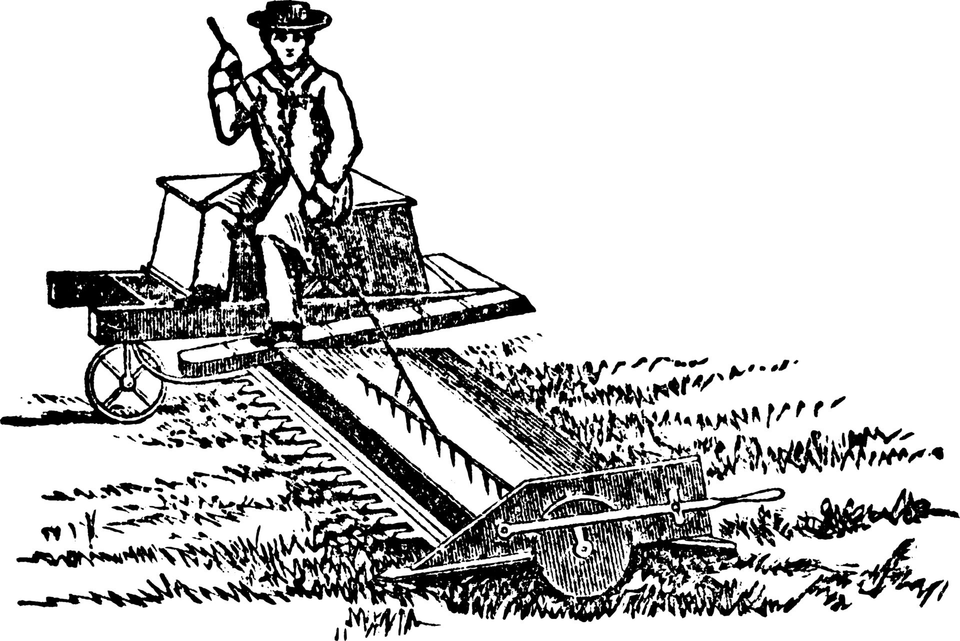 Reaping-machine or Hussey's Reaping-machine, vintage illustration ...