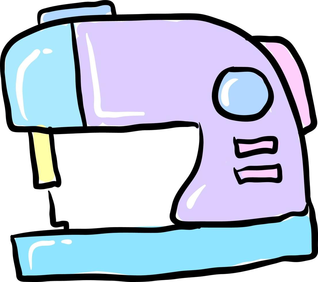 Cute Pink And Blue Sewing Machine Illustration Vector On White