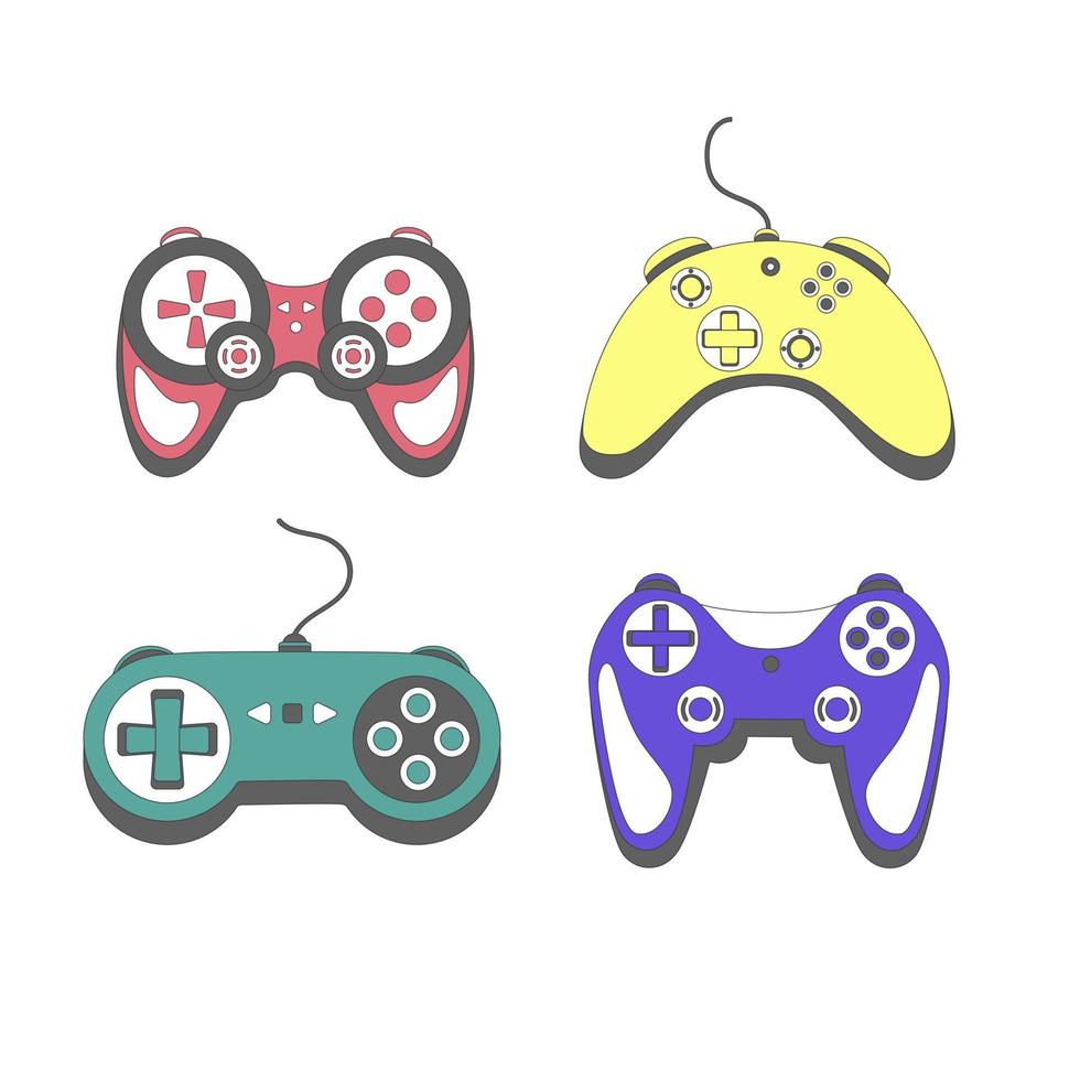 Bright Gamepad In Retro Style Game Controller For Computer Playing Vector Illustration Isolated