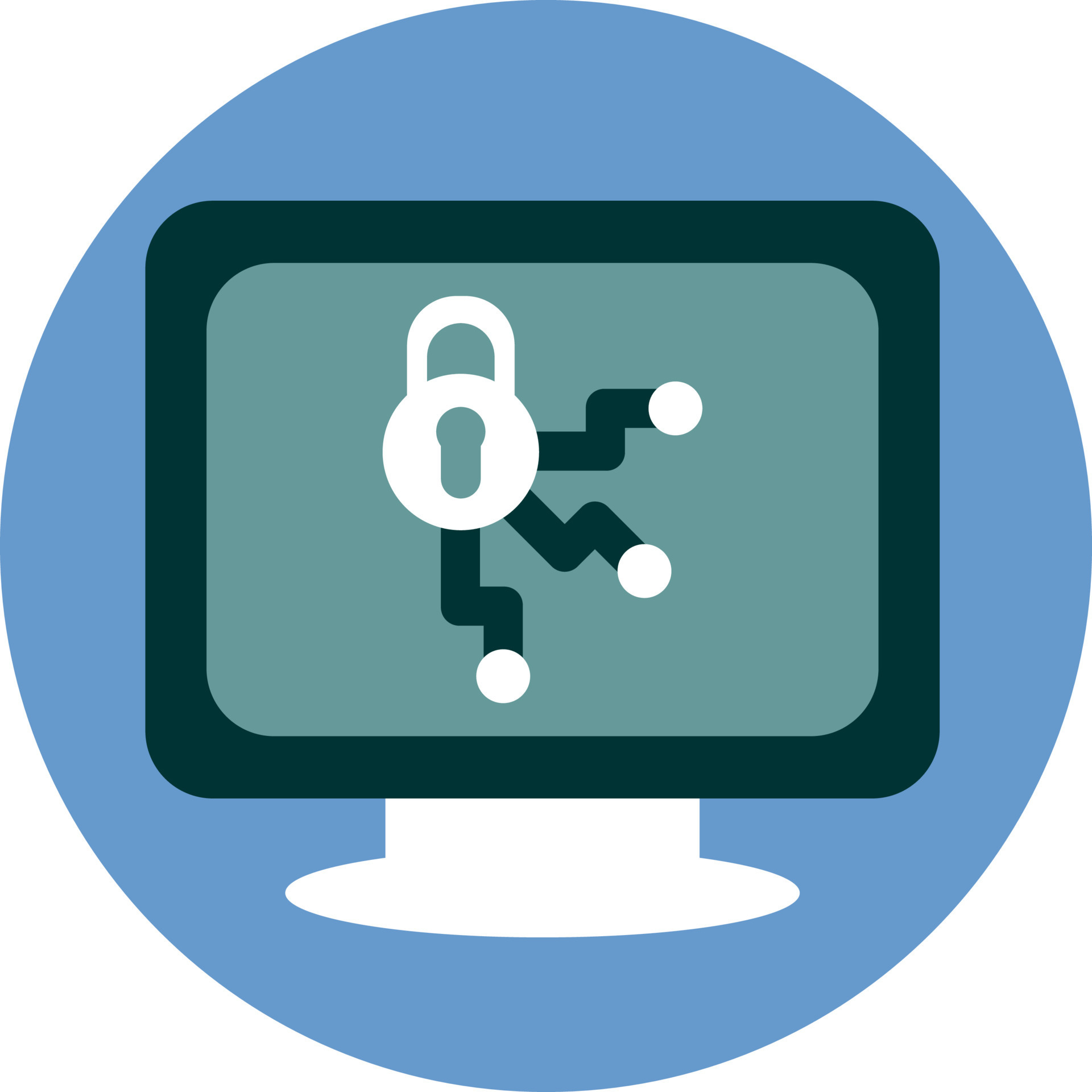 Computer with lock, illustration, vector on a white background ...