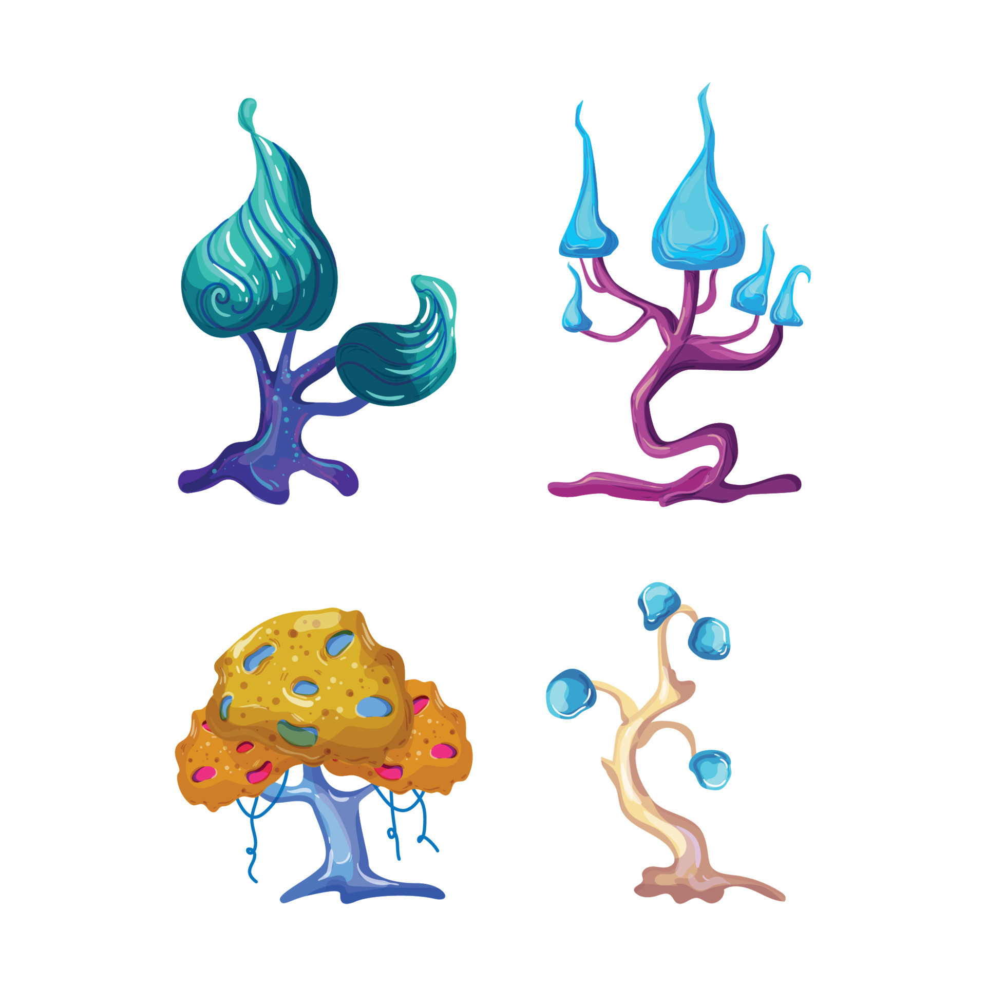 Fantasy Trees Set 13728254 Vector Art at Vecteezy
