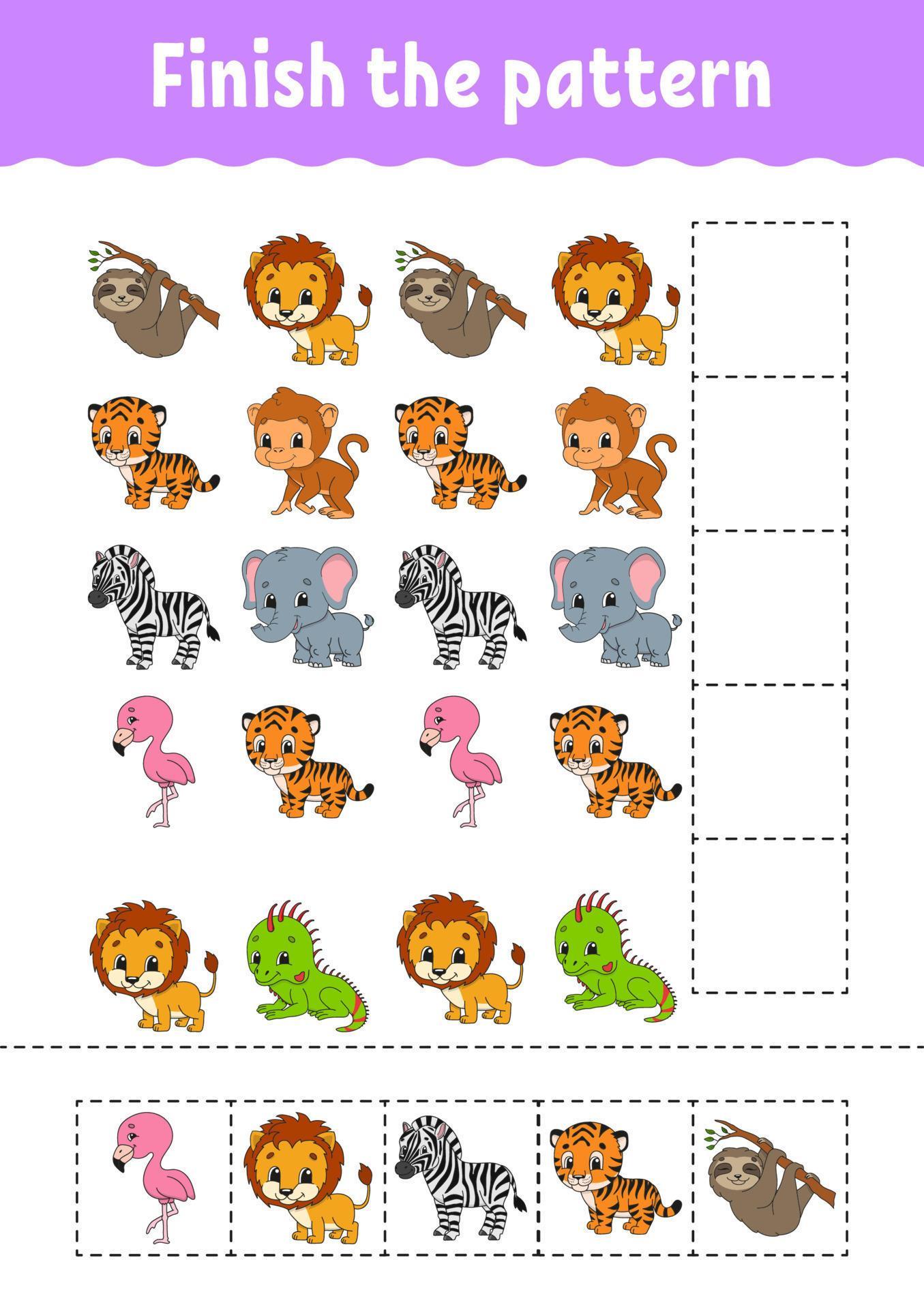 Finish the pattern. Cut and play. Education developing worksheet ...