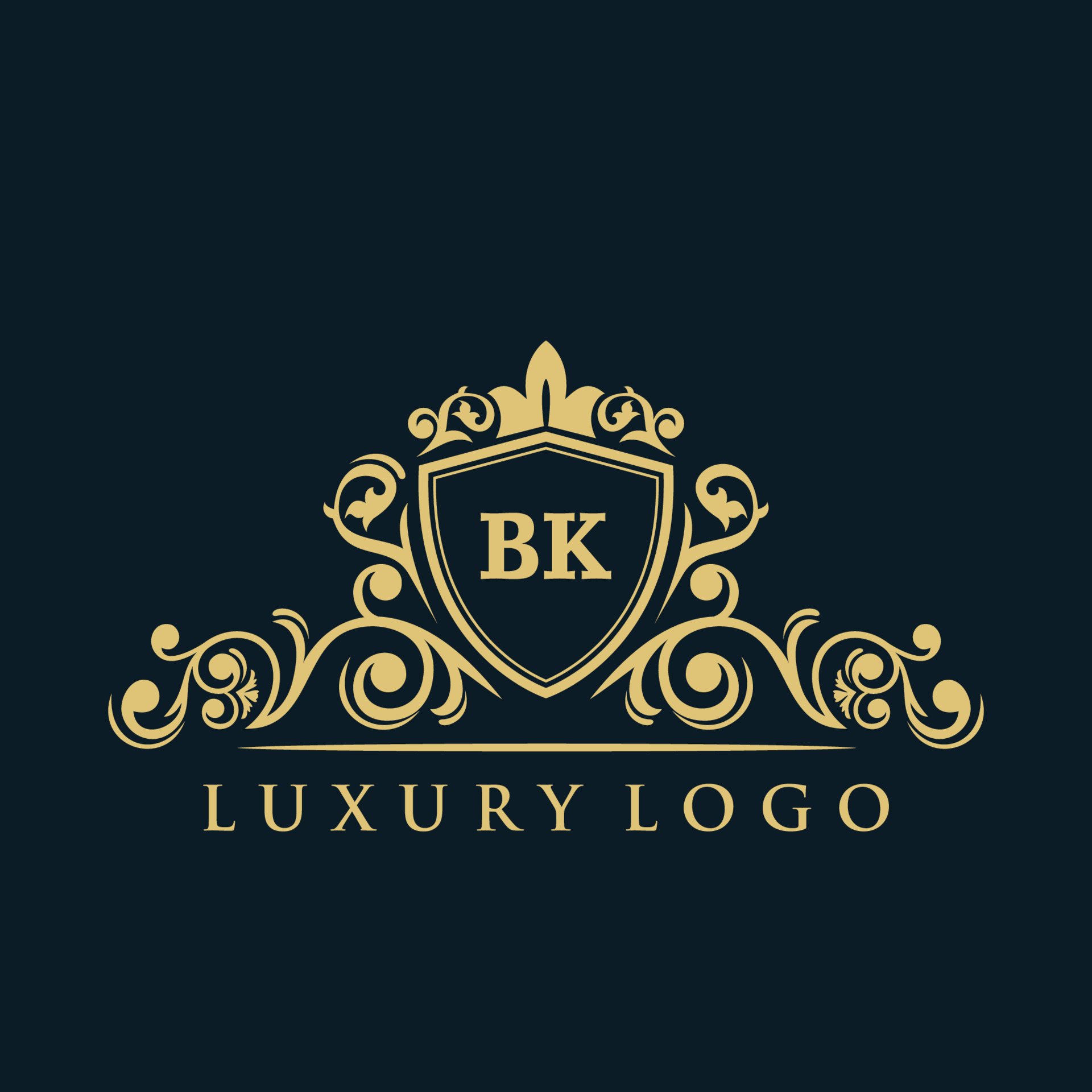 Letter BK logo with Luxury Gold Shield. Elegance logo vector template. 13730254 Vector Art at ...