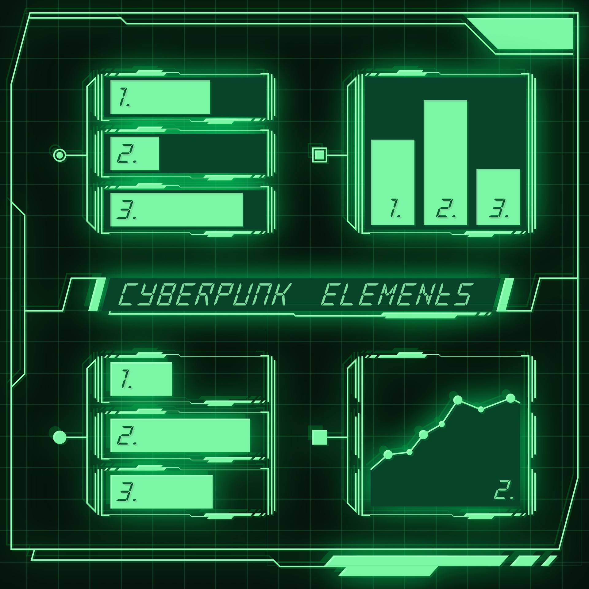 Scifi Futuristic Control Panel Collection Of Hud Elements Gui Vr Ui Design Cyberpunk Retro Style