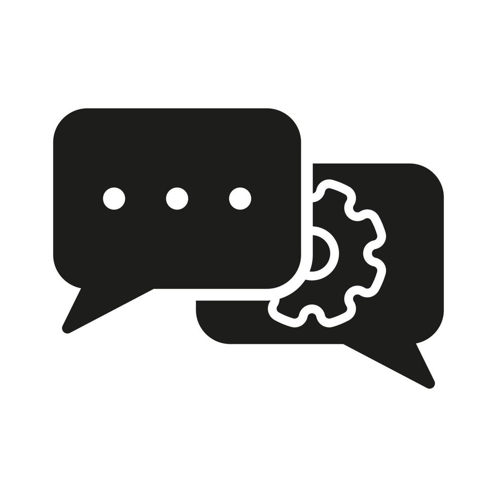 Speech Bubble With Gear Configuration Concept Silhouette Pictogram Settings Chat Black Icon