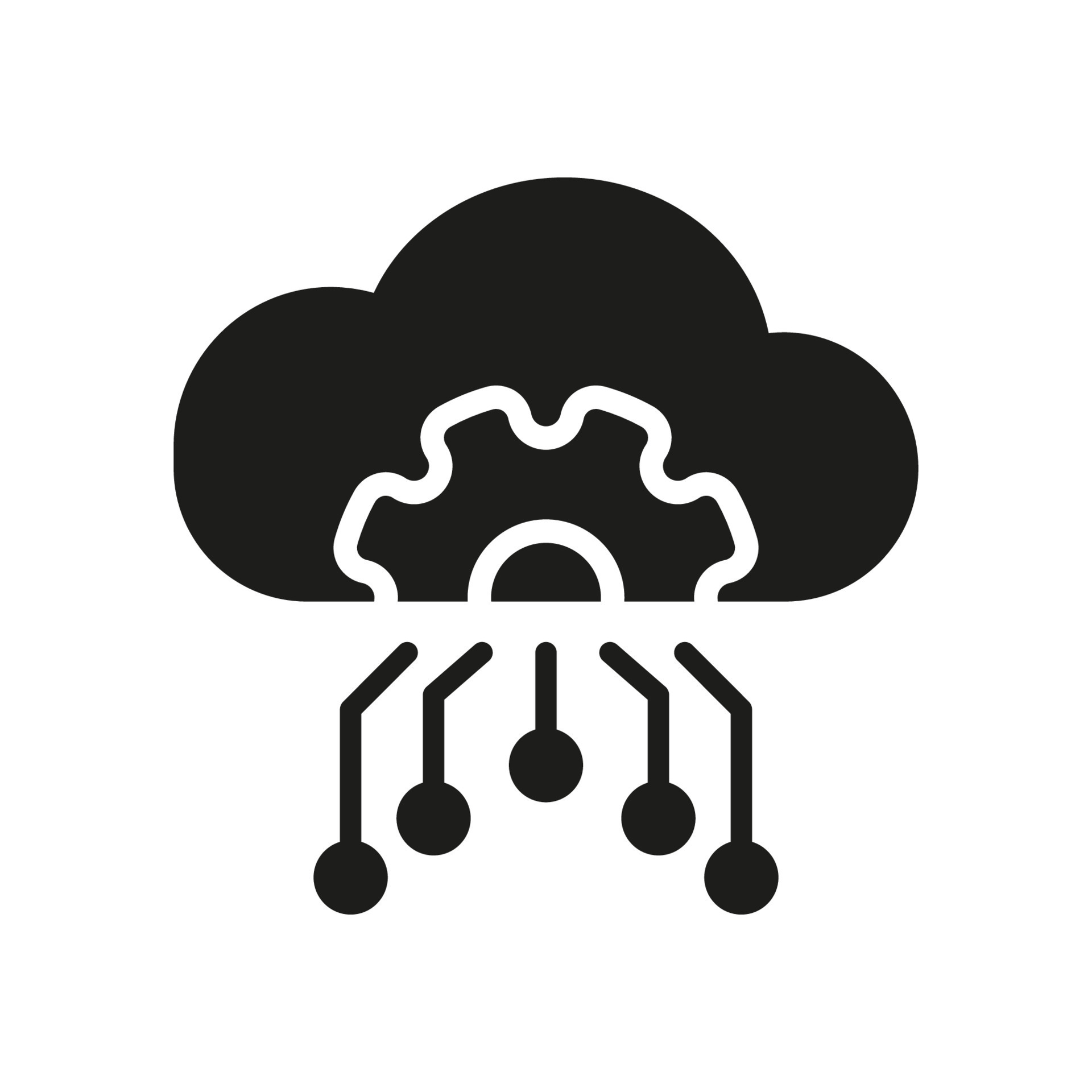 Cloud Computing Configuration Pictogram Cloud Server Setting Black Icon Digital Cloud With