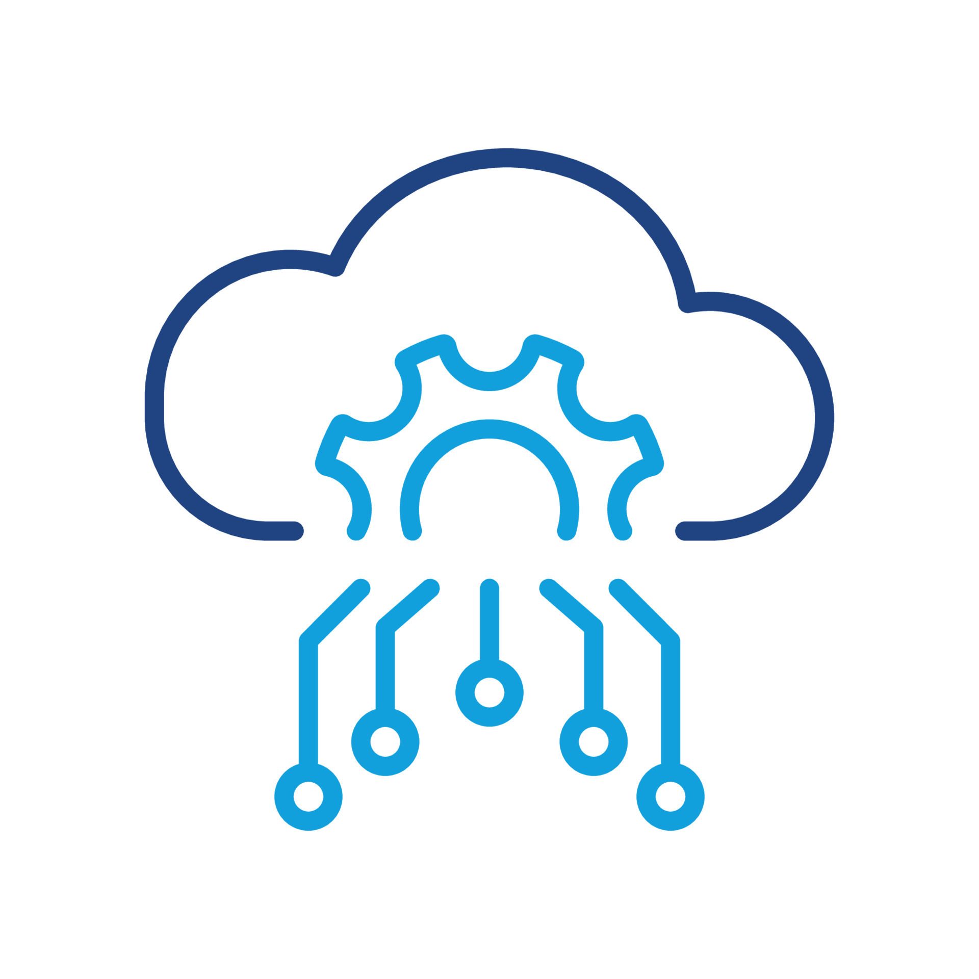 Cloud Server Setting Color Line Icon Cloud Computing Configuration Linear Pictogram Digital