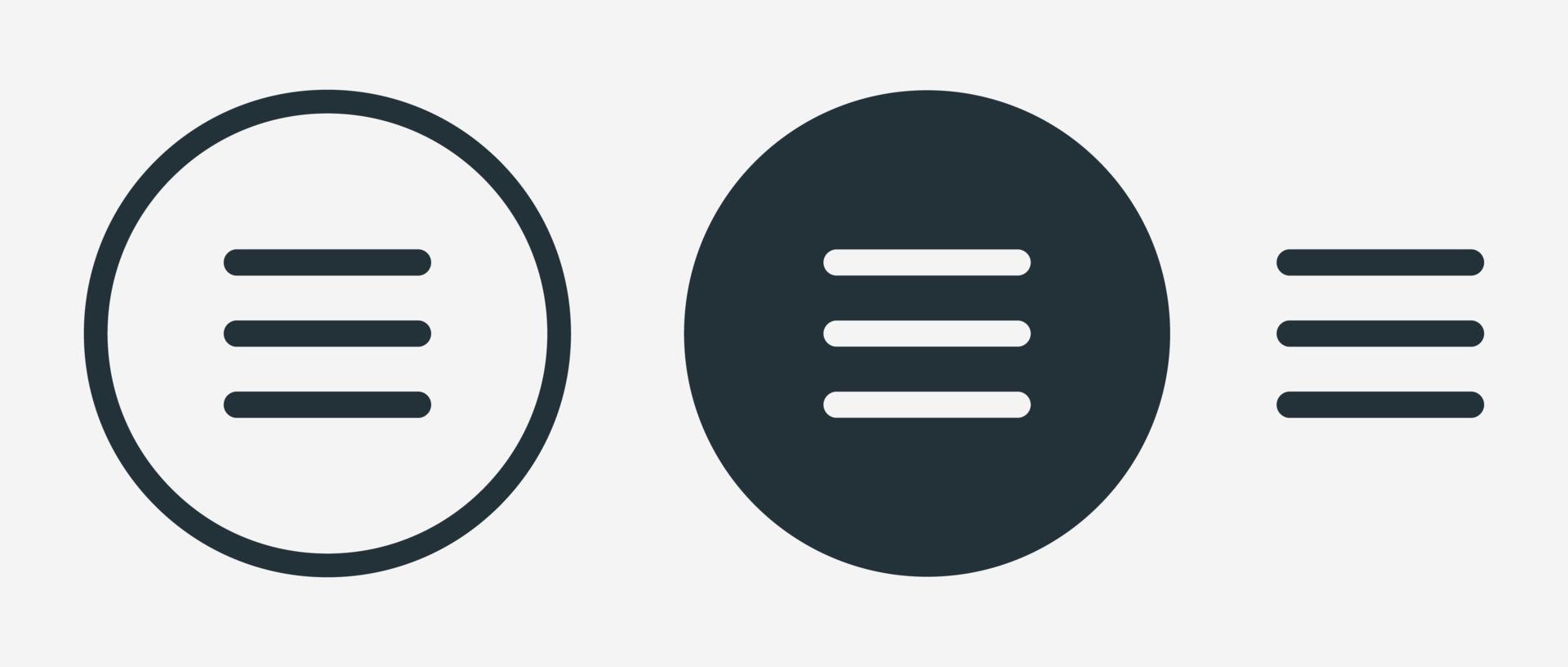 Website Navigation Hamburger Menu Icons Set Flat Website Menu Icons