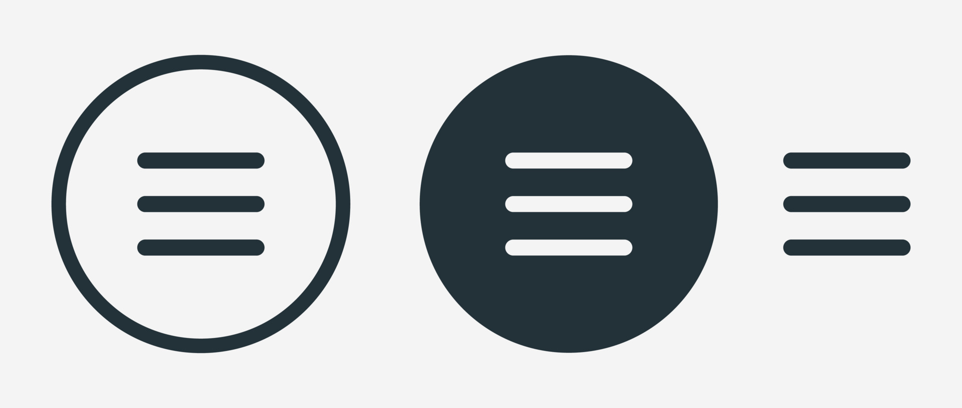 Website Navigation Hamburger Menu Icons Set Flat Website Menu Icons